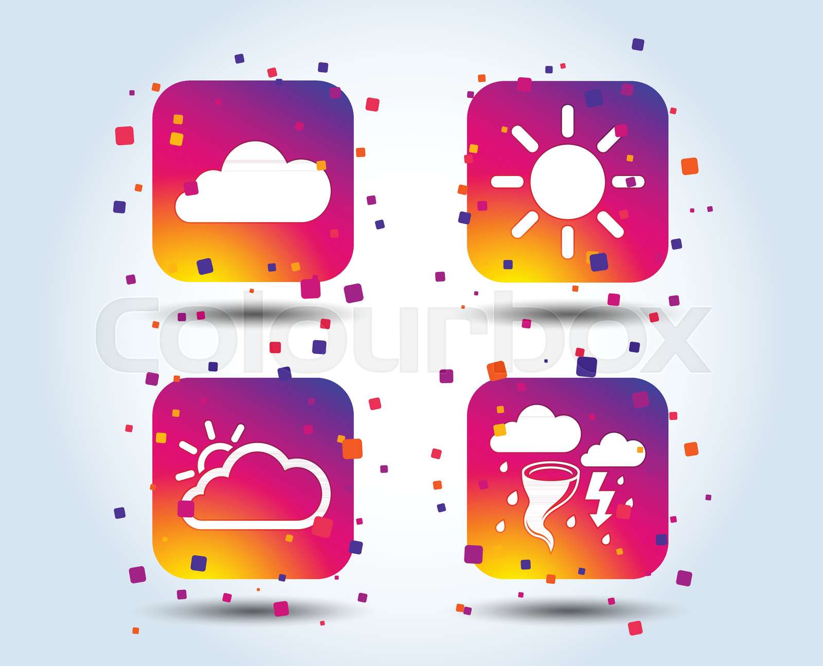 Weather icons. Cloud and sun. Storm symbol. | Stock vector | Colourbox