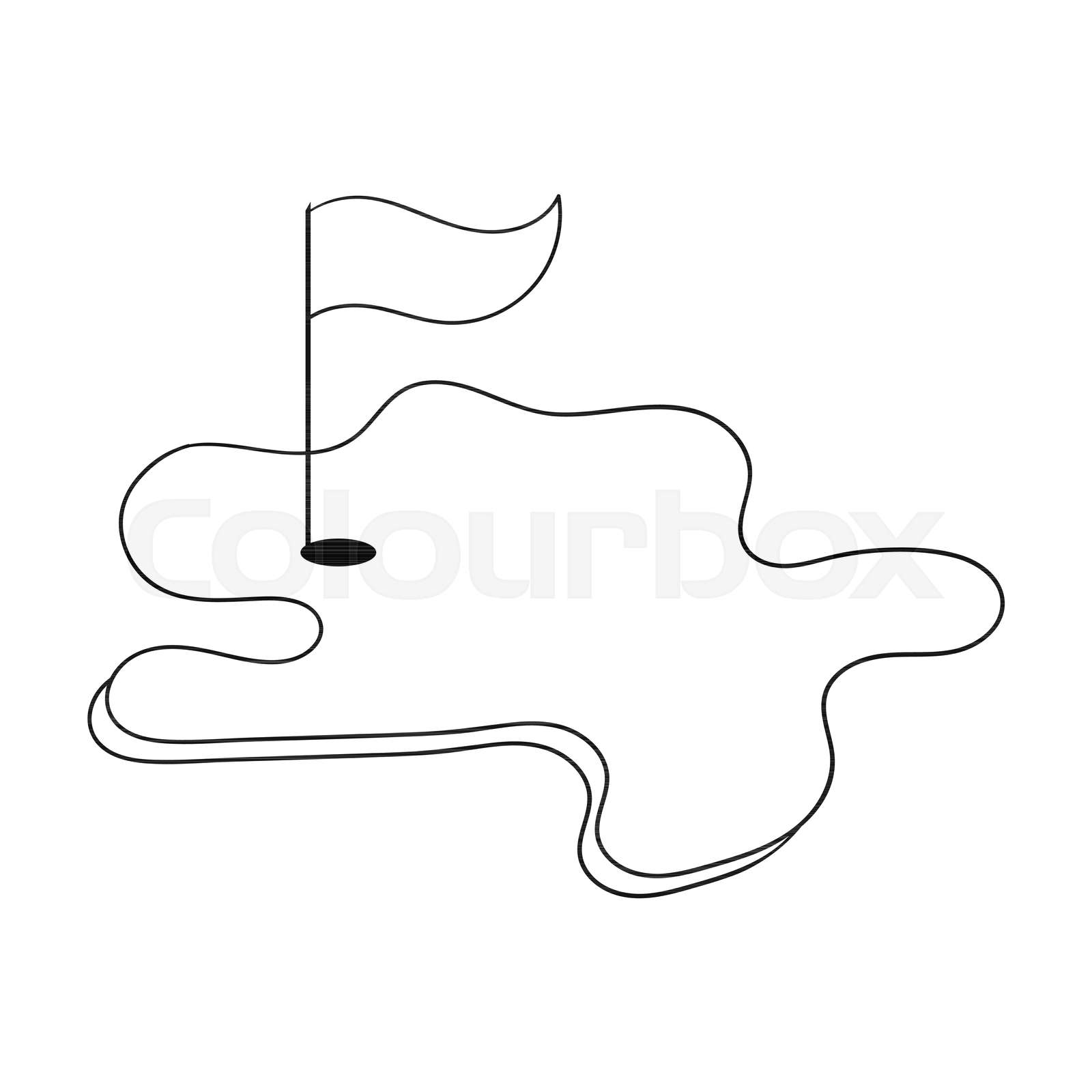 Golf course icon in outline style isolated on white background. Golf ...