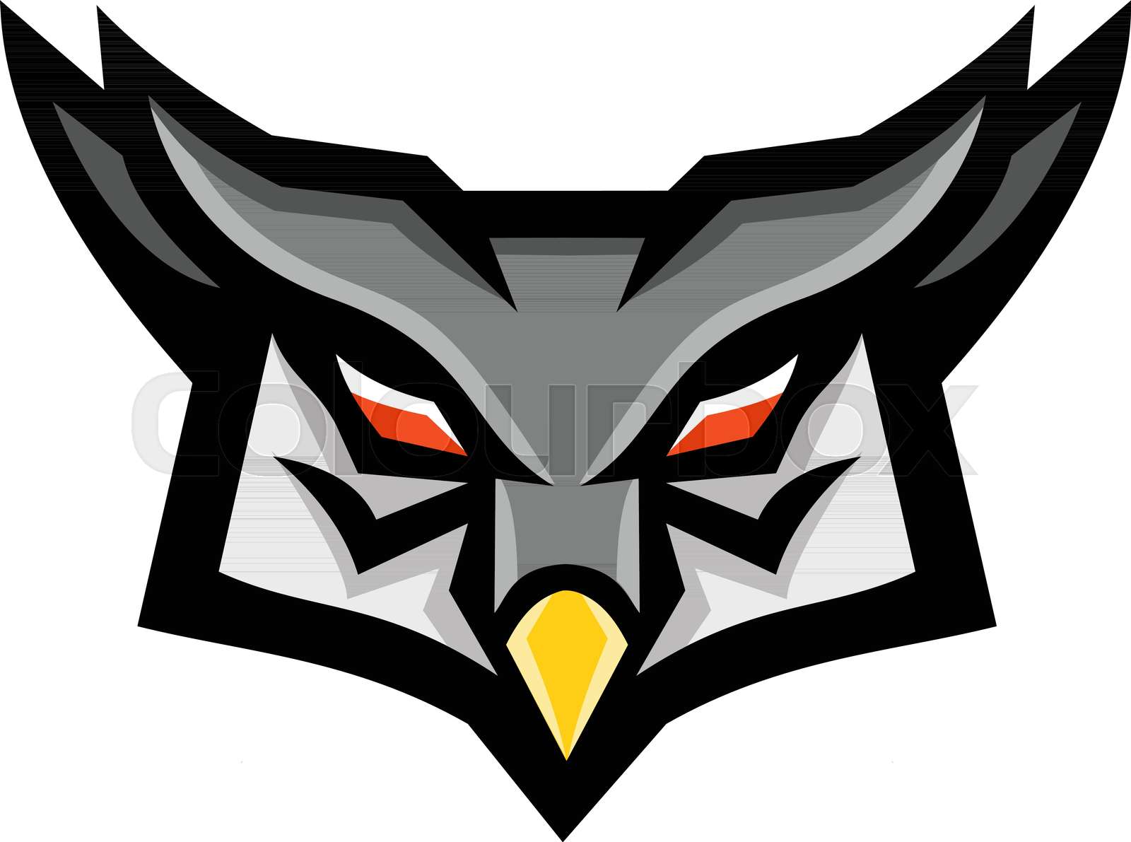 Angry Horned Owl Head Front Mascot | Stock vector | Colourbox