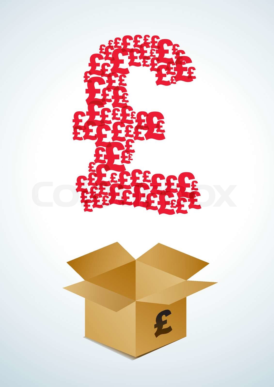 Illustration of a cardboard box with pound | Stock vector | Colourbox