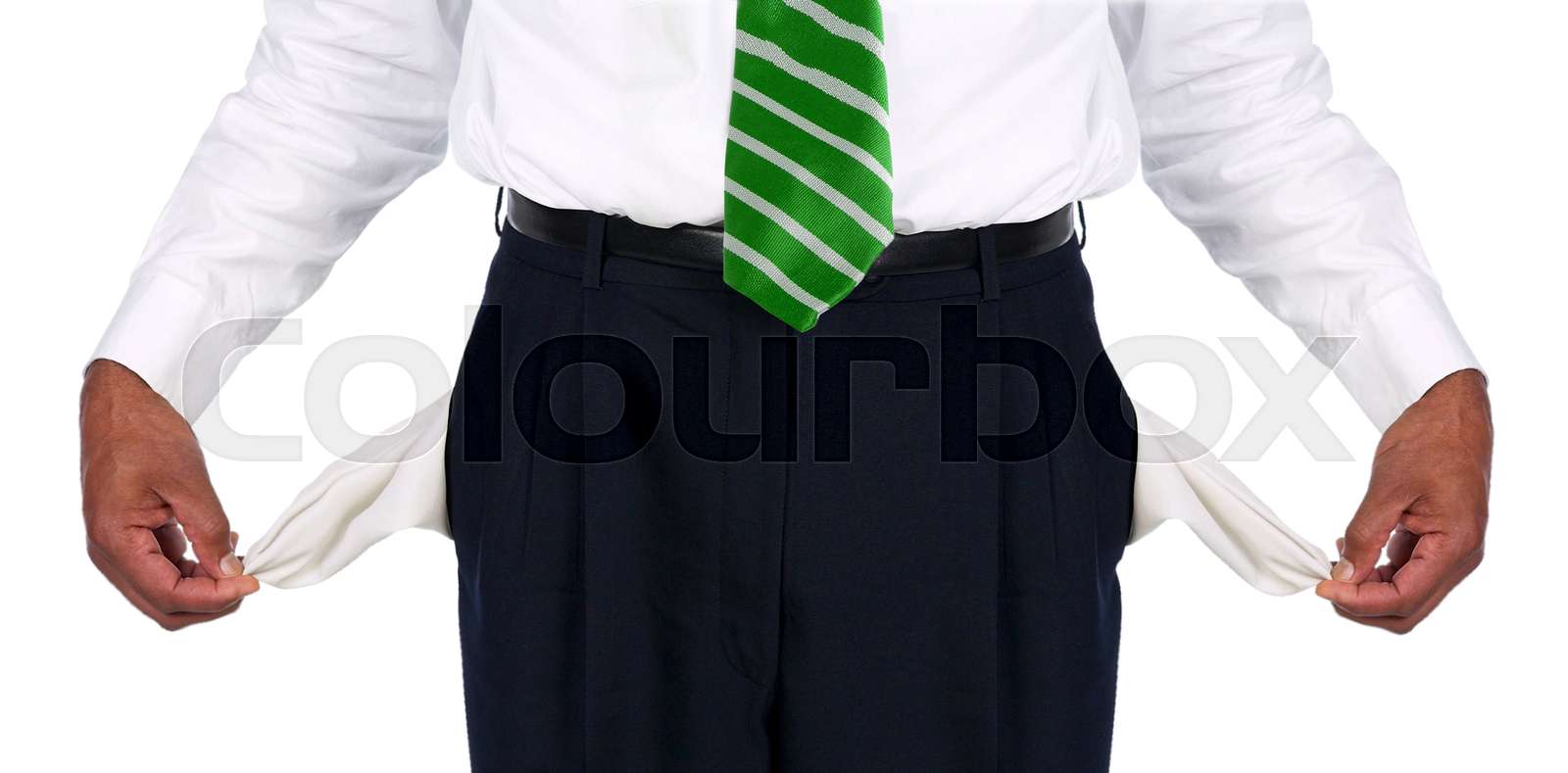 Man Pulling out Empty Pockets isolated | Stock image | Colourbox