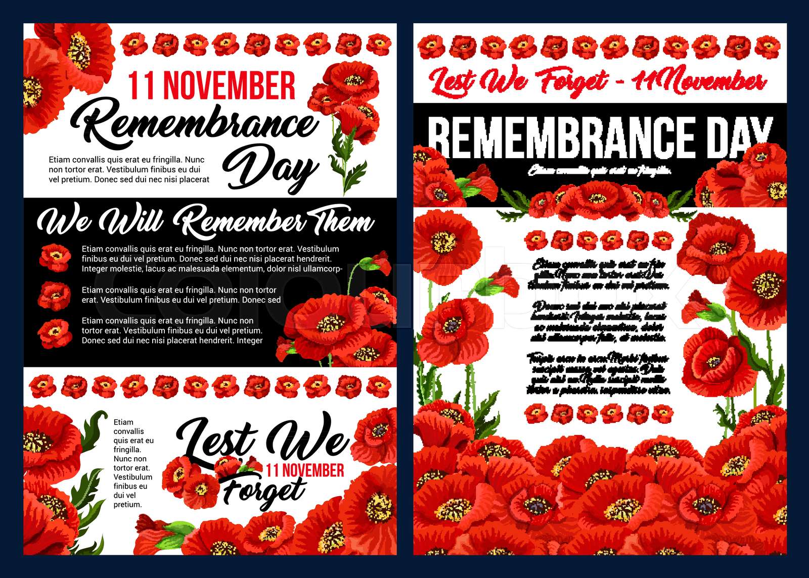 Remembrance Day banner with red poppy flower | Stock vector | Colourbox