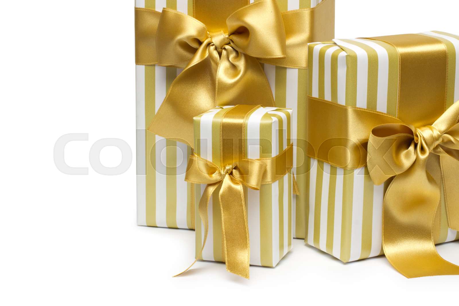 Gold gift boxes | Stock image | Colourbox
