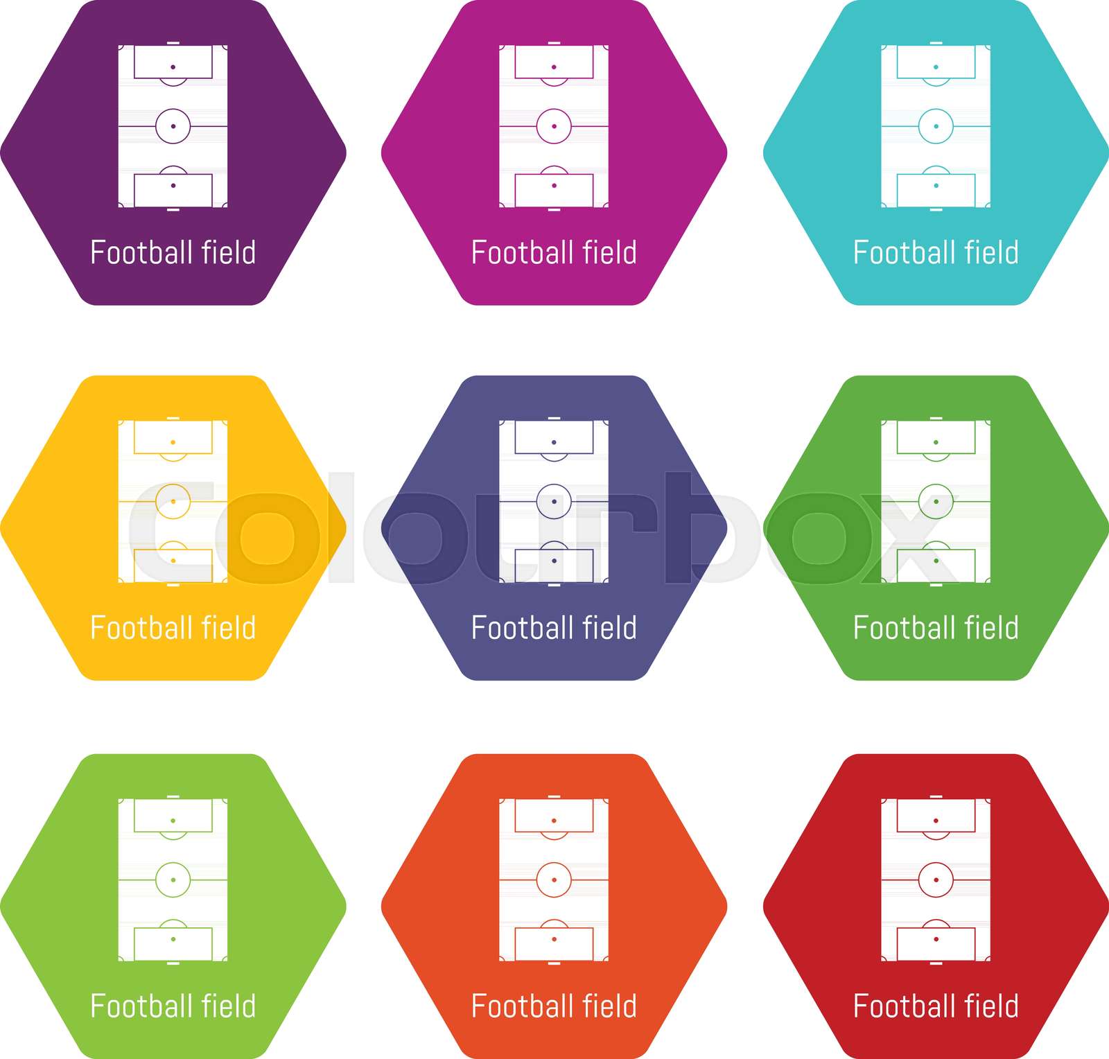 Football field icons set 9 vector | Stock vector | Colourbox