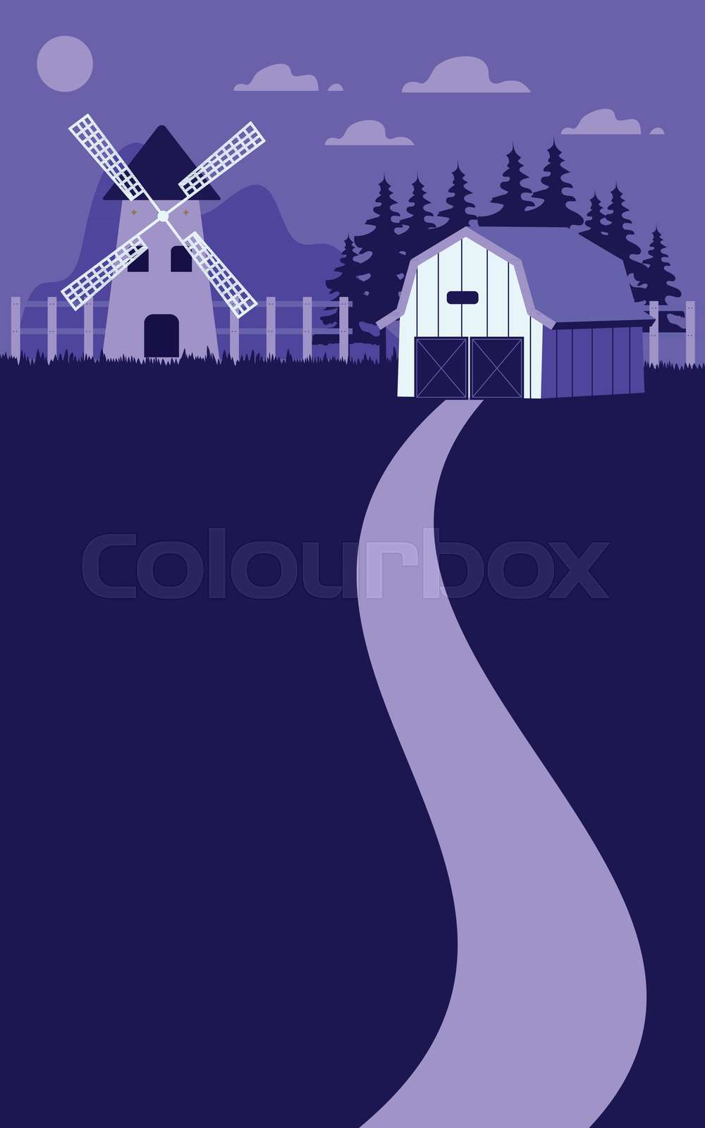 Farm field nature landscape Vector illustration. | Stock vector | Colourbox