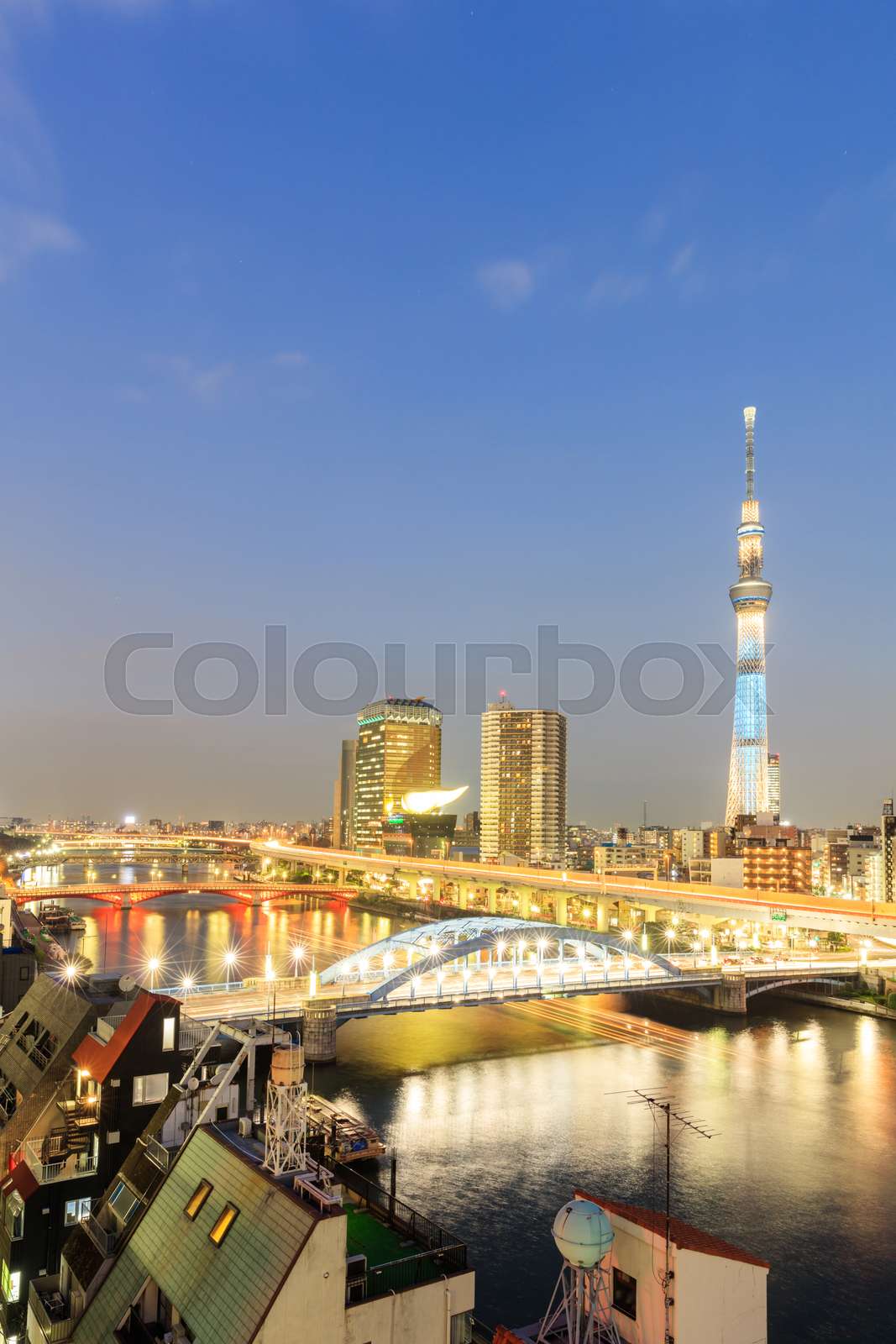 Toyko sky tree in night scene | Stock image | Colourbox