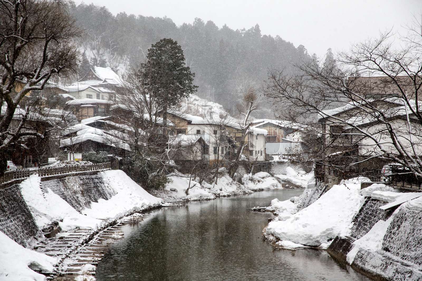 Takayama city Hida-Takayama cityscape in winter. | Stock image | Colourbox