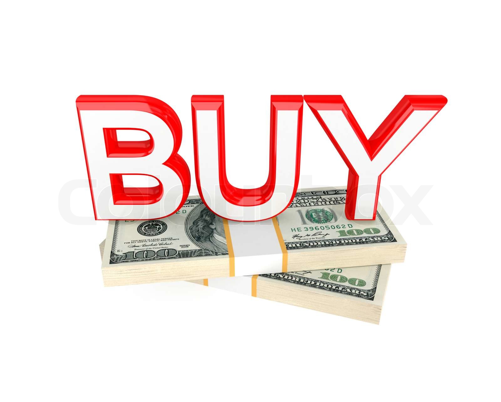 Word BUY and money packs | Stock image | Colourbox