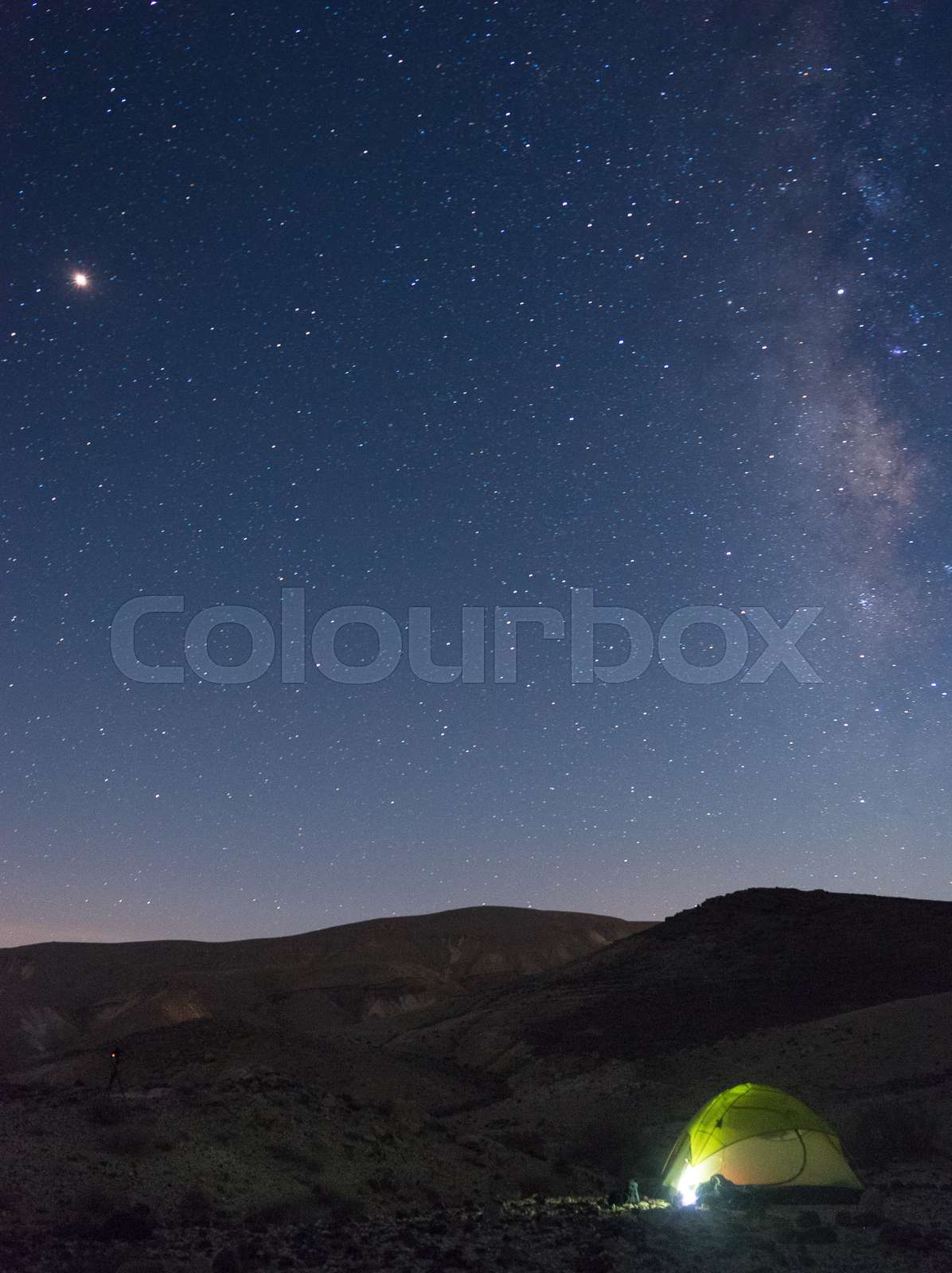 Tent under stars in desert vacation | Stock image | Colourbox