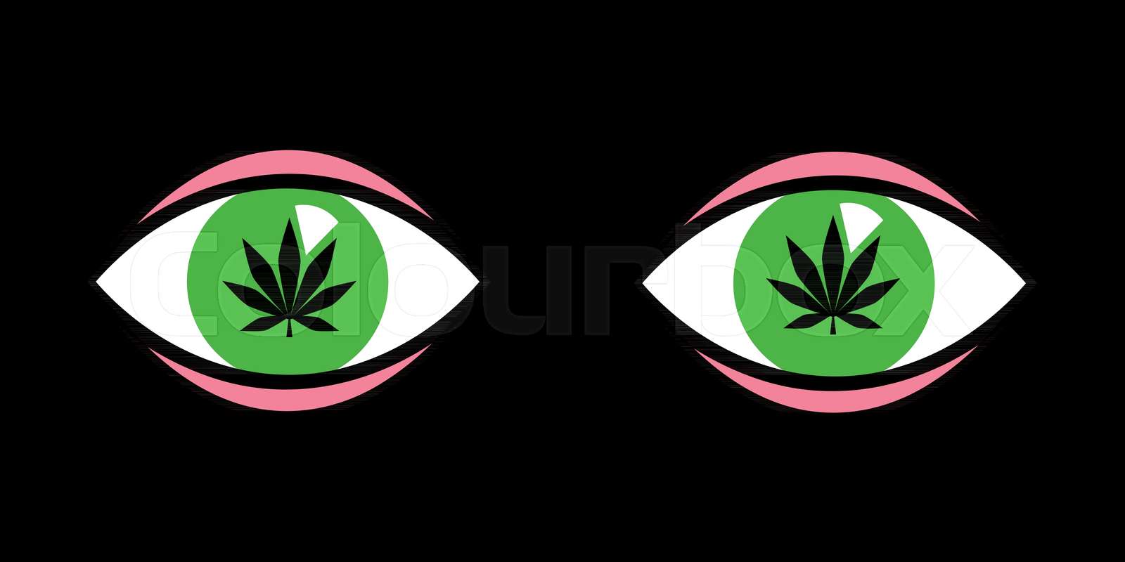 green eyes with cannabis leaves inside | Stock-Vektor | Colourbox
