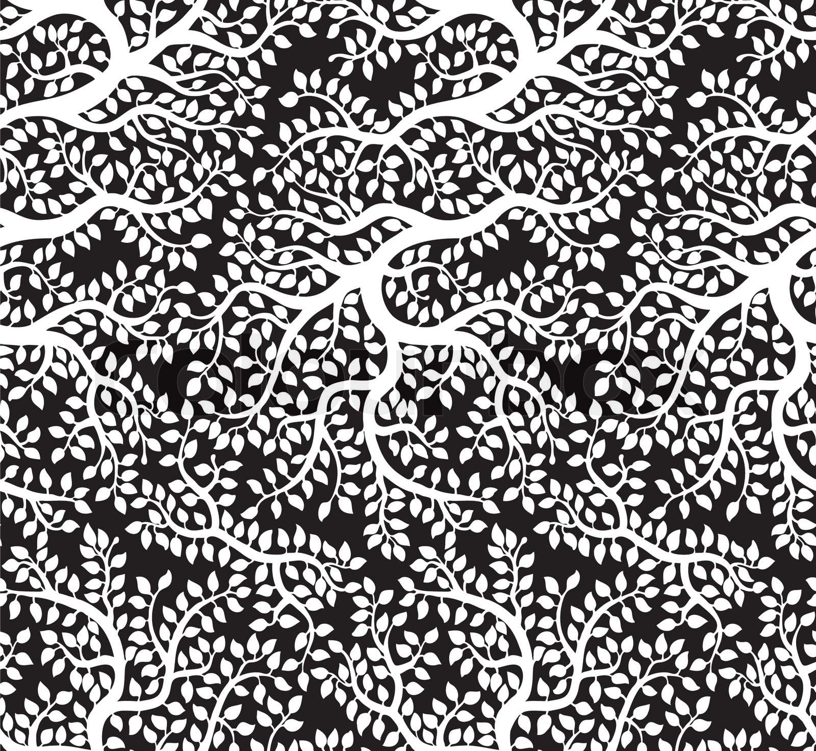 Black and white beautiful vector tree seamless pattern | Stock-Vektor ...