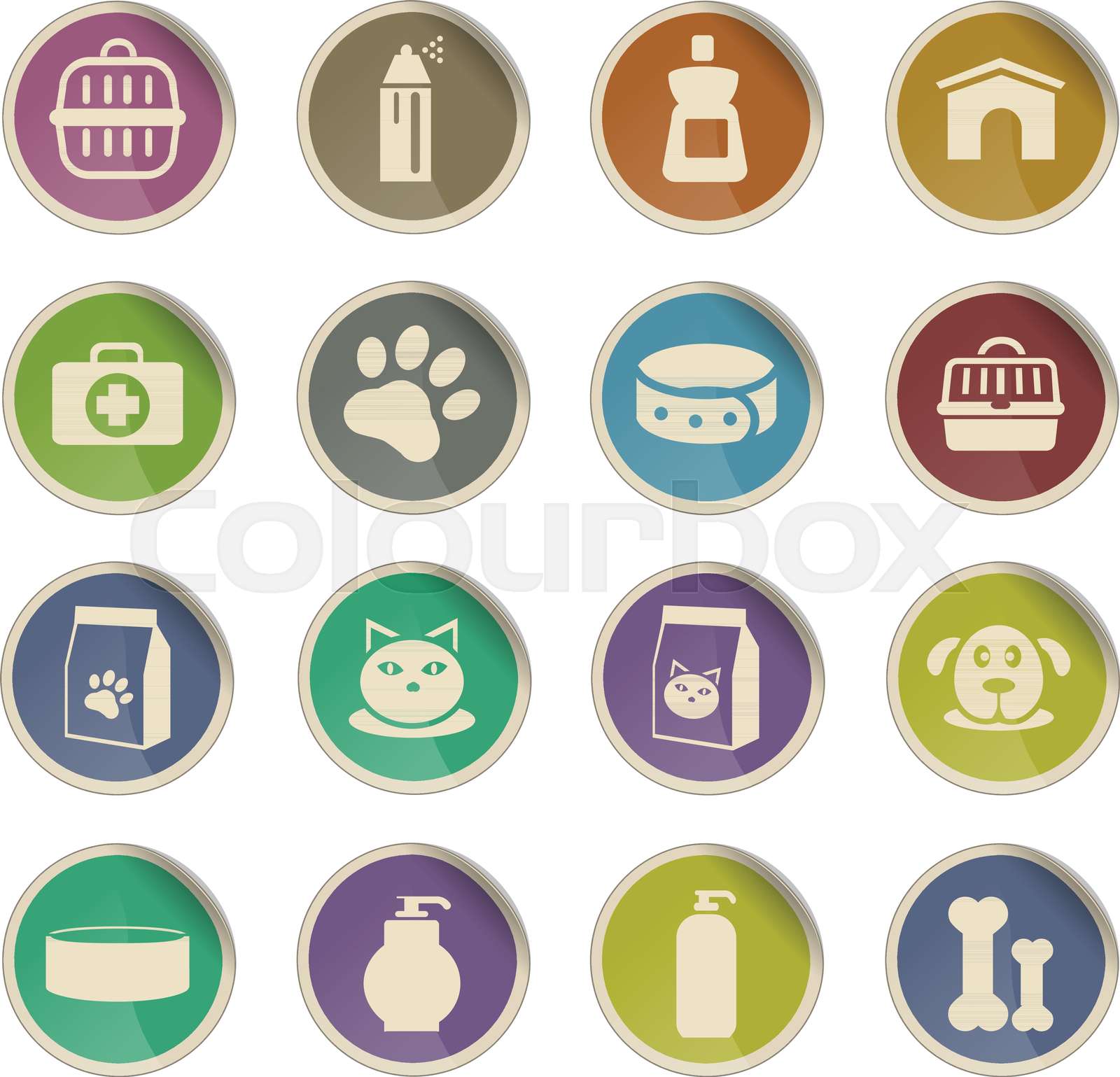 goods for pets icon set | Stock vector | Colourbox