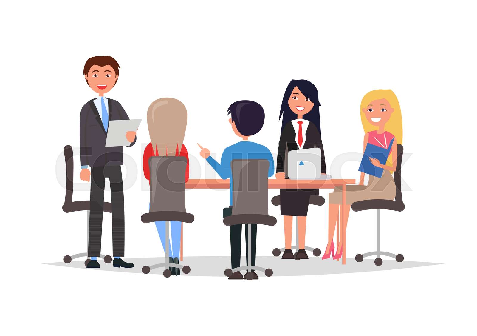 Managers Exchange Information Discuss Work Issues | Stock vector ...