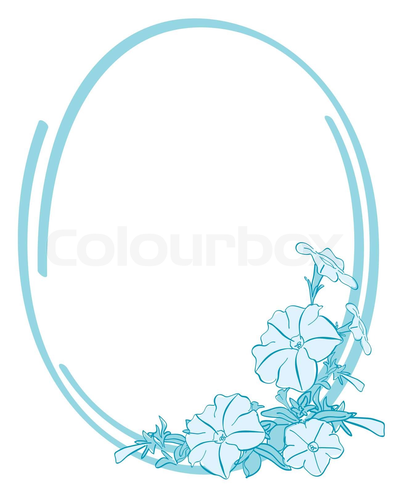 blue oval frame with flowers | Stock image | Colourbox