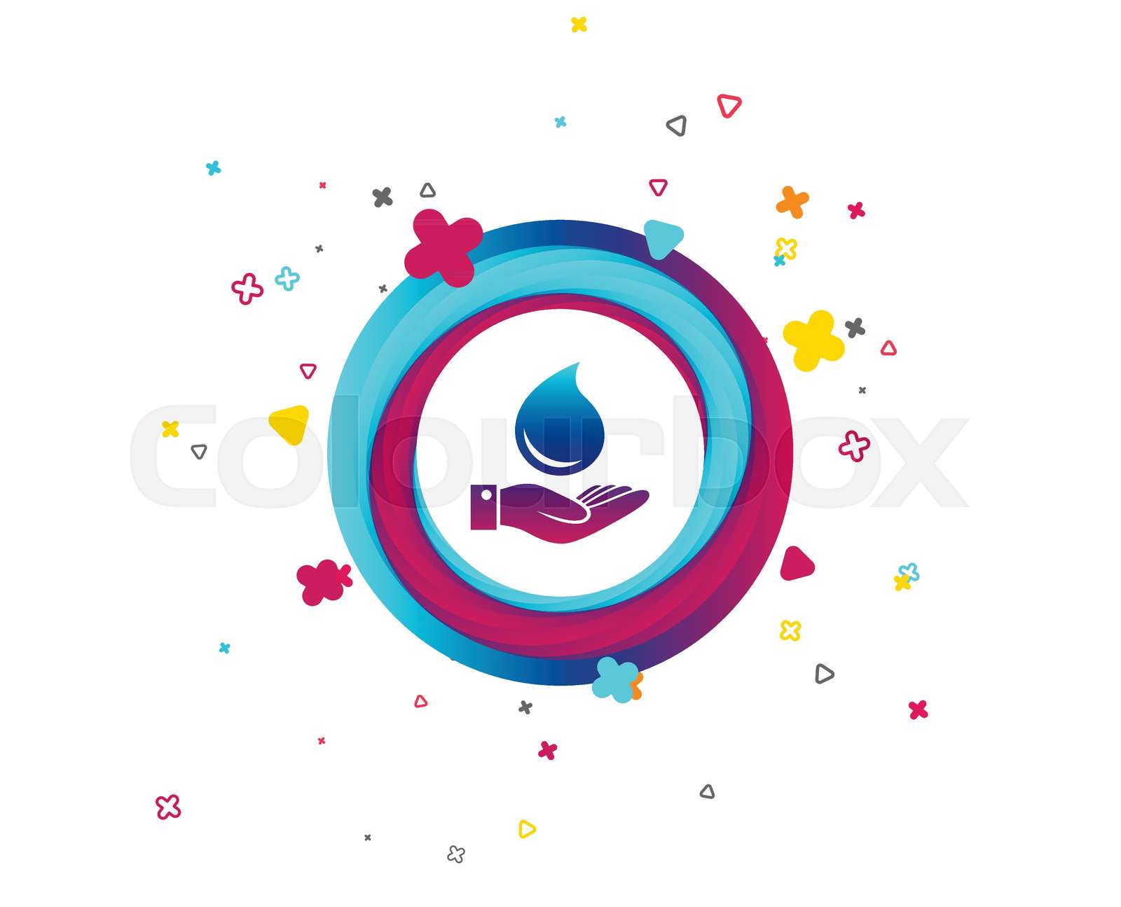 Water drop and hand sign. Save water symbol. | Stock vector | Colourbox