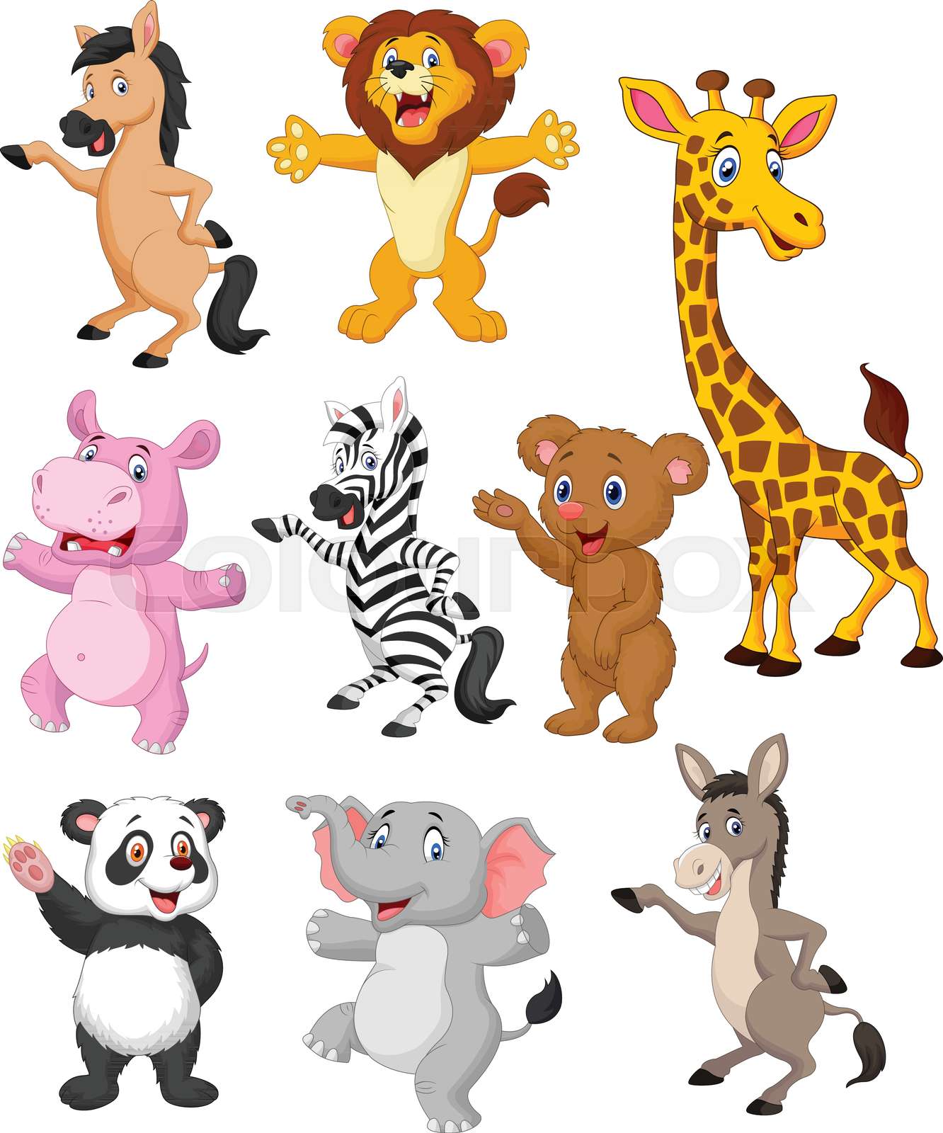 Wild animals cartoon collection set | Stock vector | Colourbox