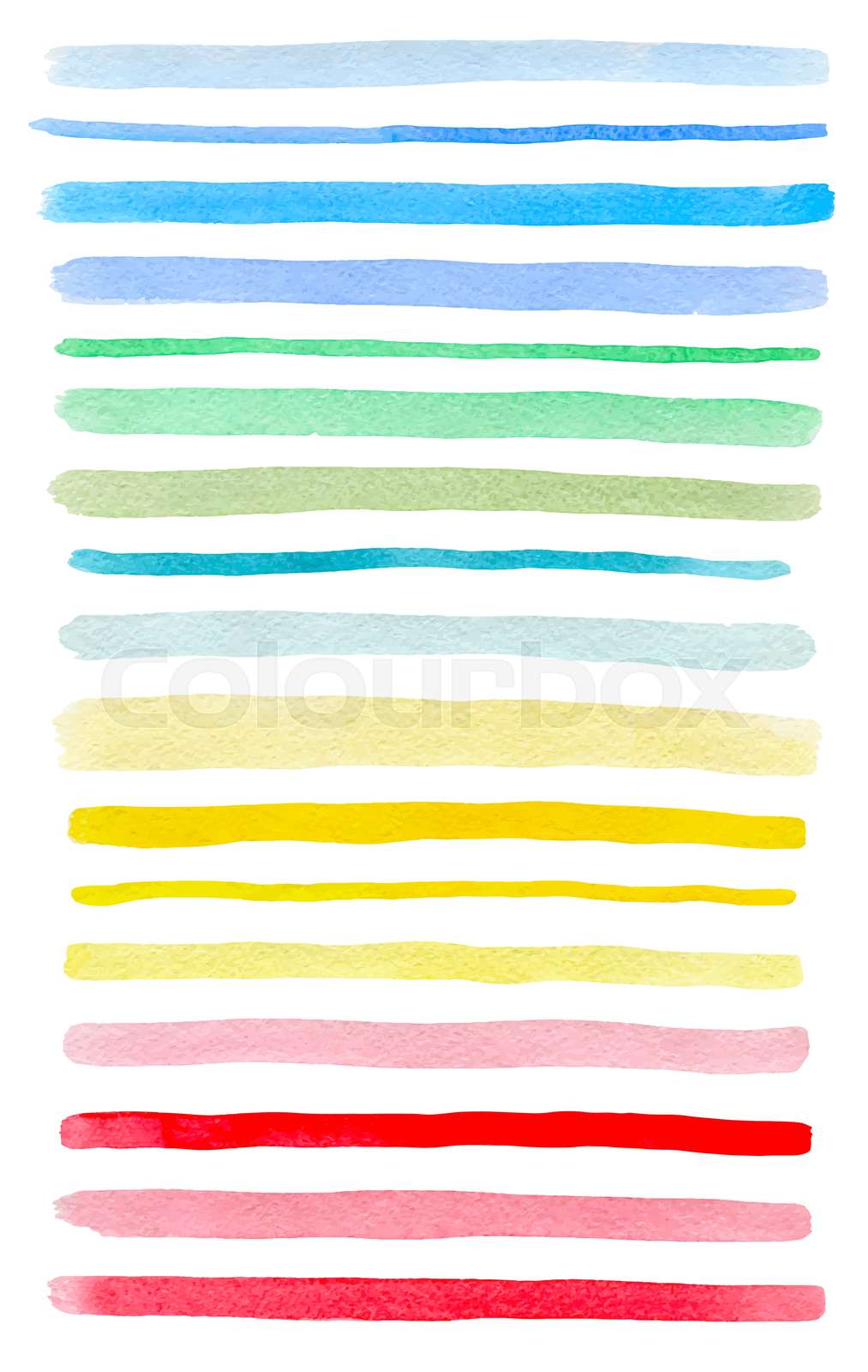 Set of vector colorful watercolor lines | Stock vector | Colourbox
