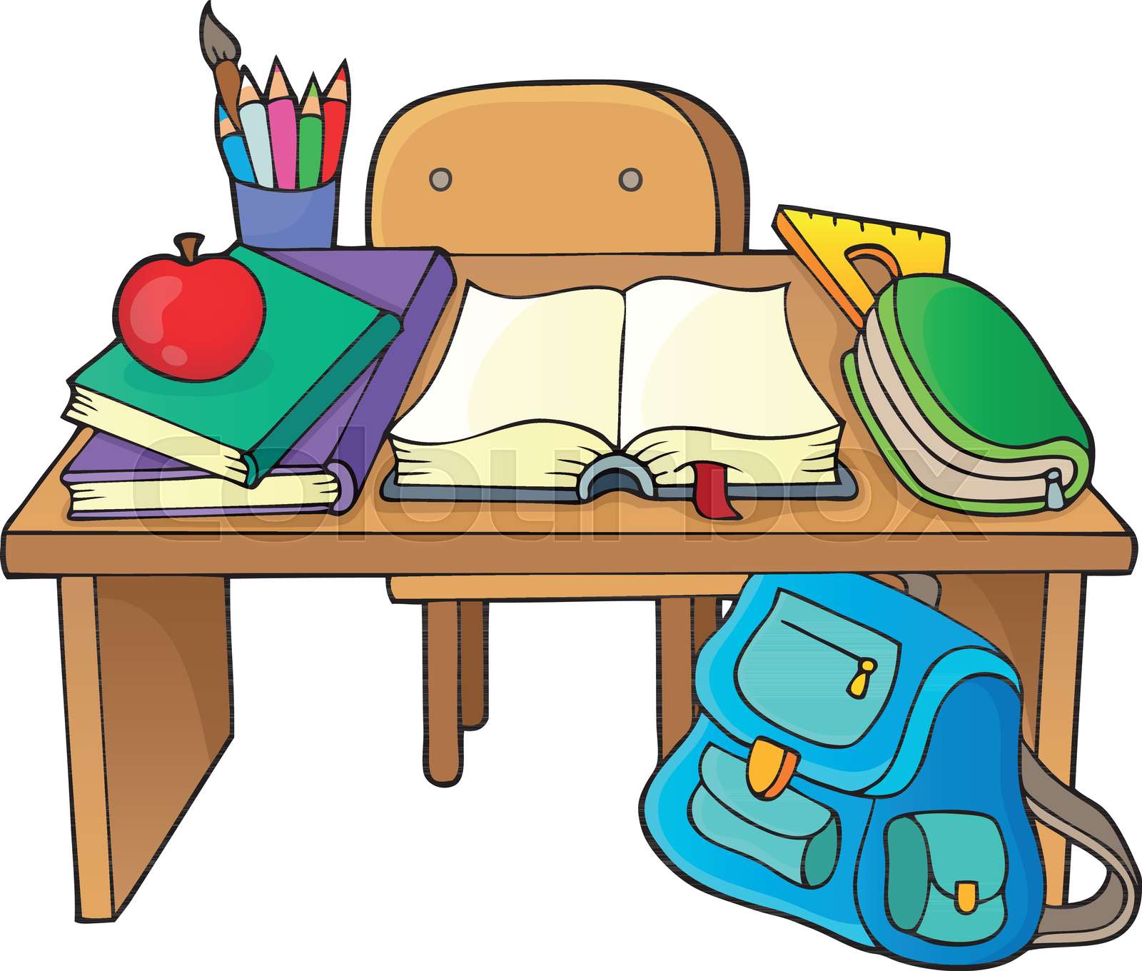 School desk theme image 1 | Stock vector | Colourbox