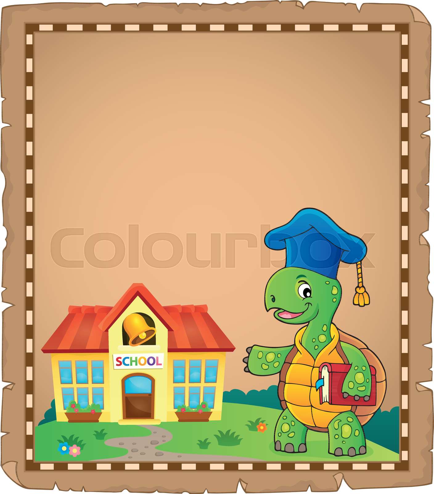 Turtle teacher theme parchment 1 | Stock vector | Colourbox