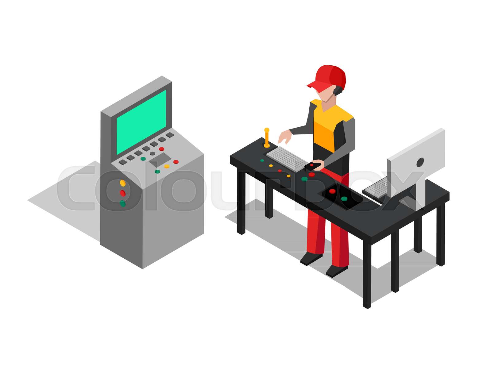 Factory and Operator at Work Vector Illustration | Stock vector | Colourbox
