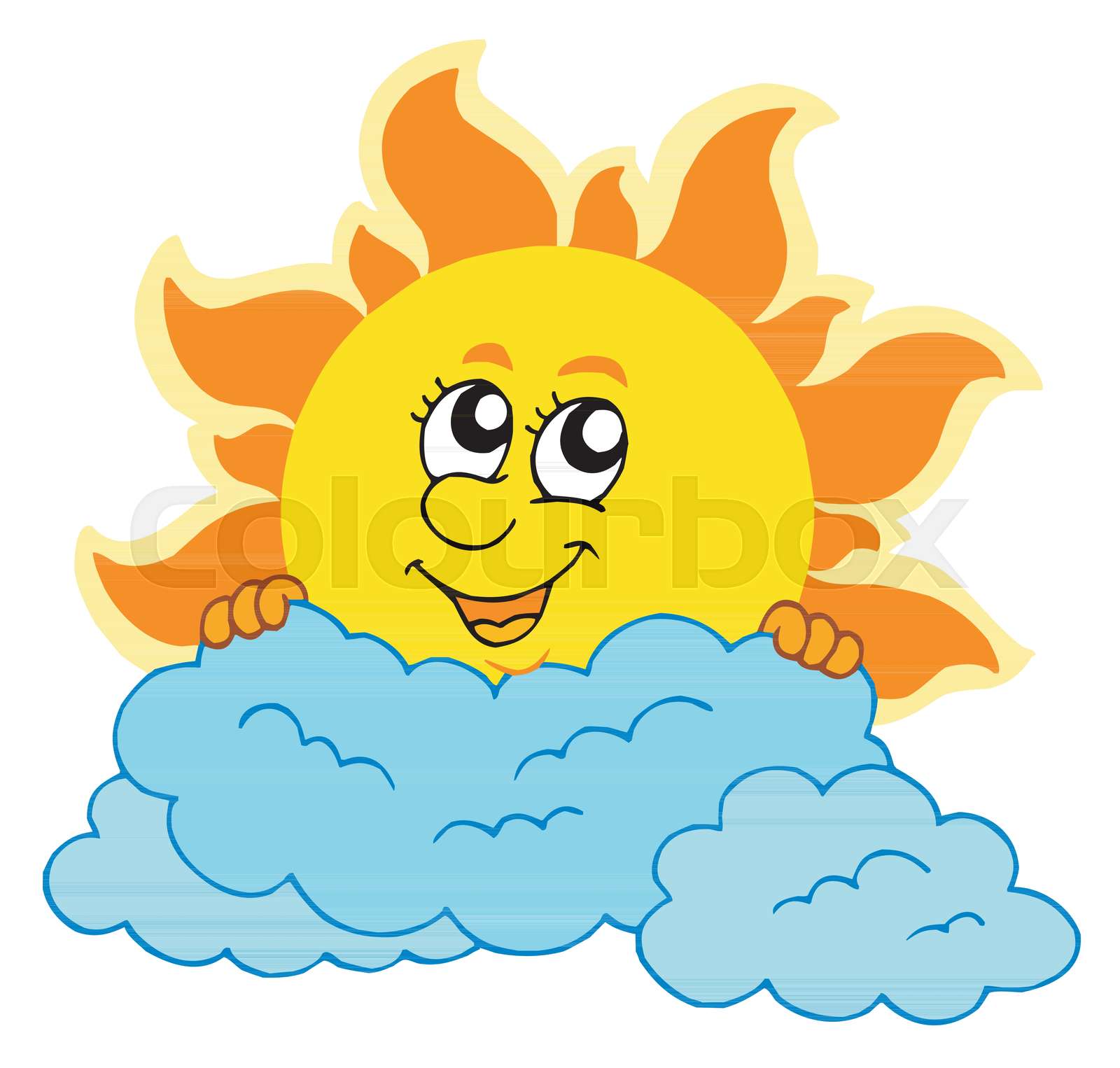 Cute cartoon Sun with clouds | Stock vector | Colourbox