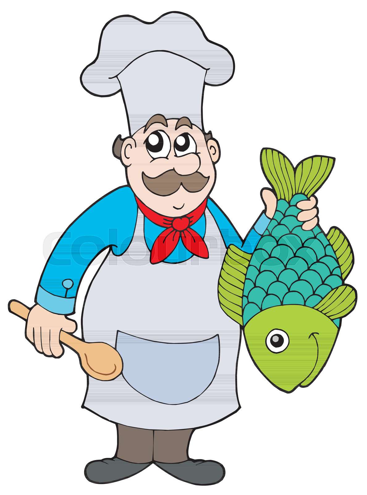 Chef holding fish | Stock vector | Colourbox