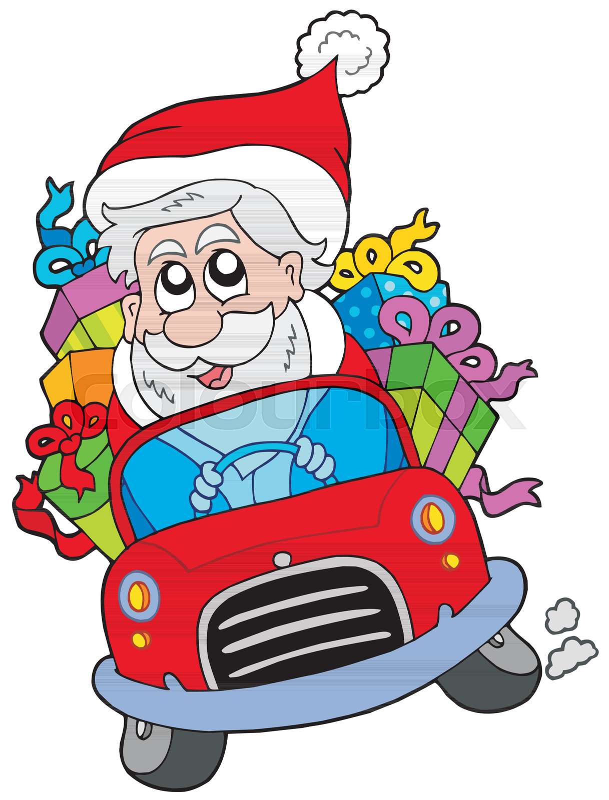 Santa Claus driving car | Stock vector | Colourbox