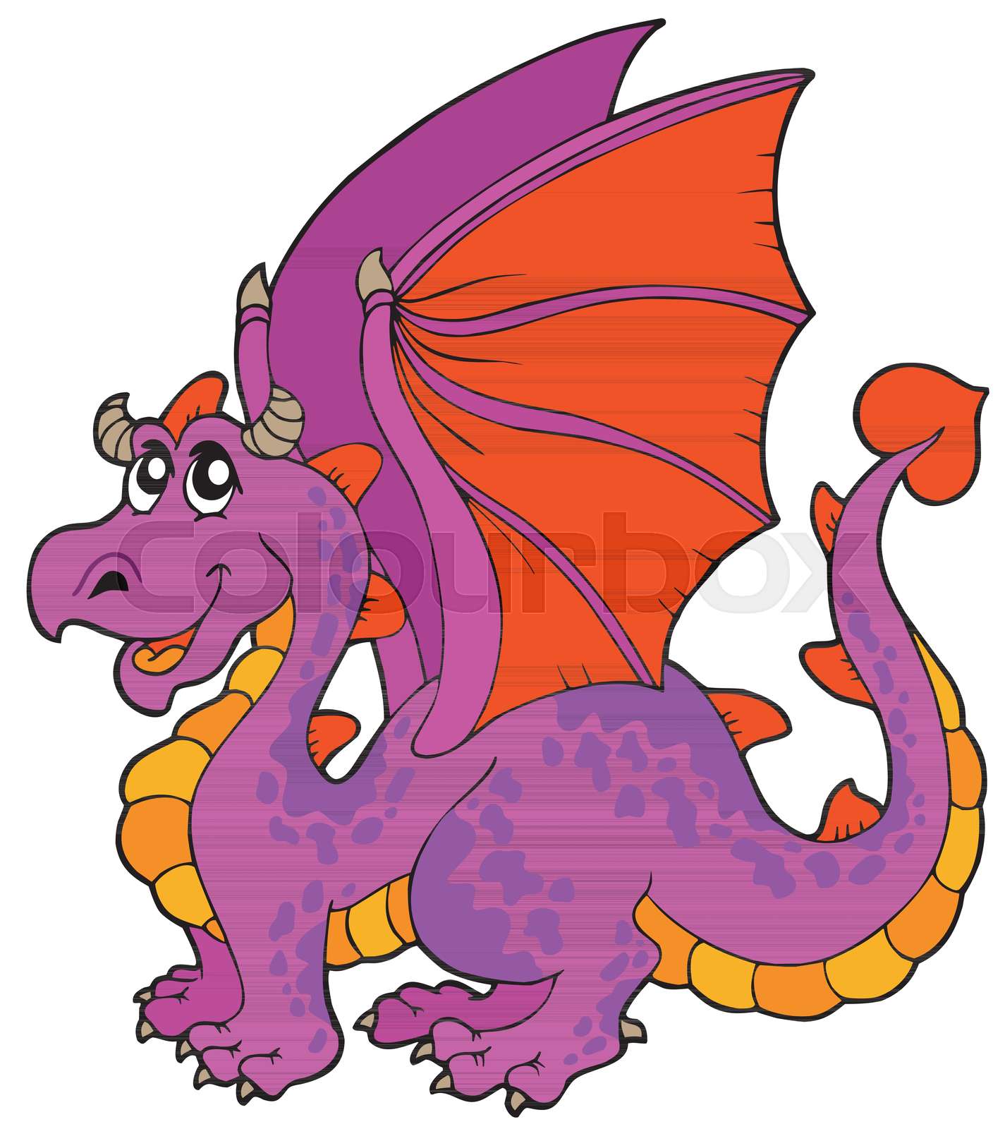 Cartoon dragon with big wings | Stock vector | Colourbox