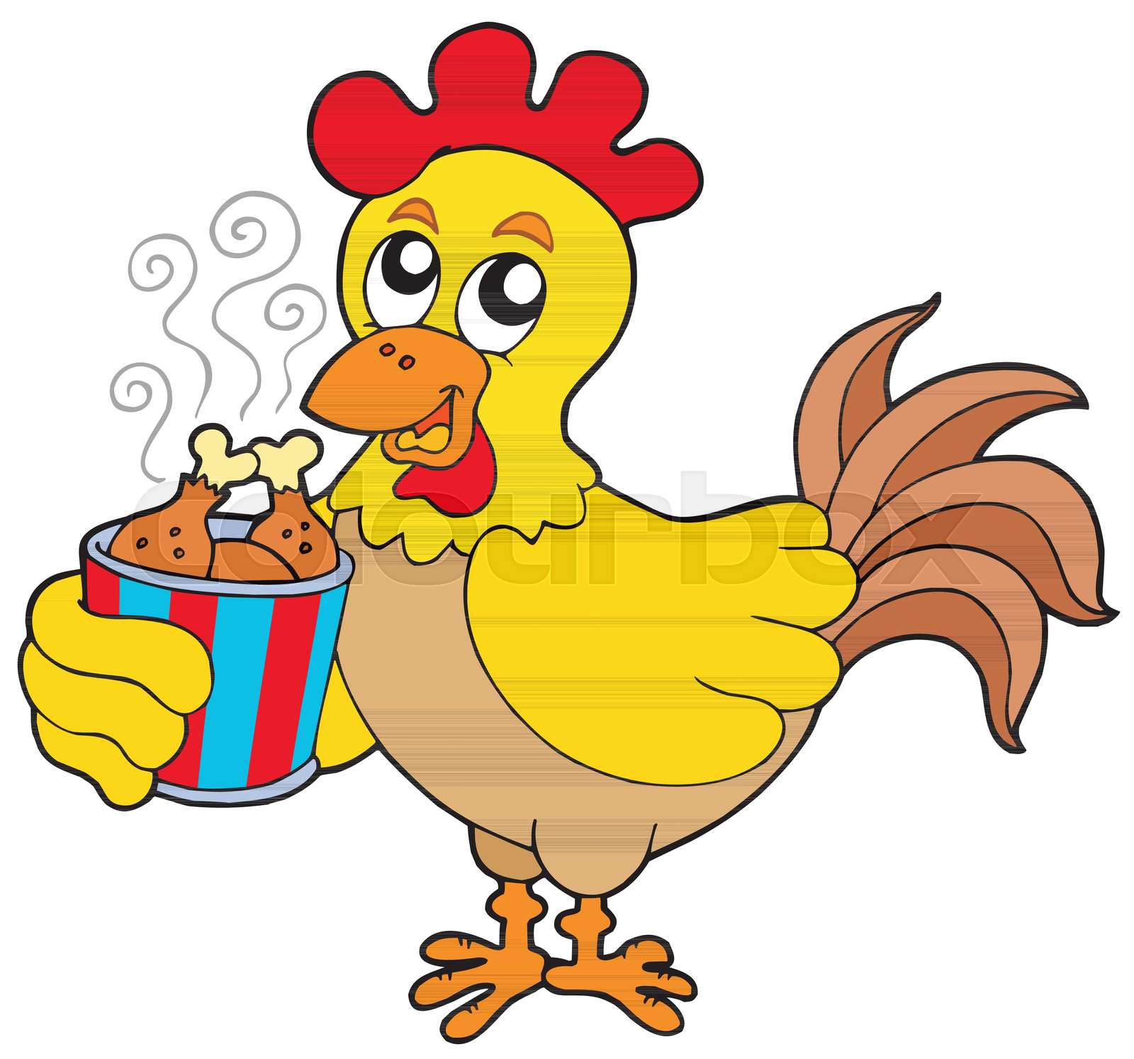 Cartoon chicken with meal box | Stock vector | Colourbox