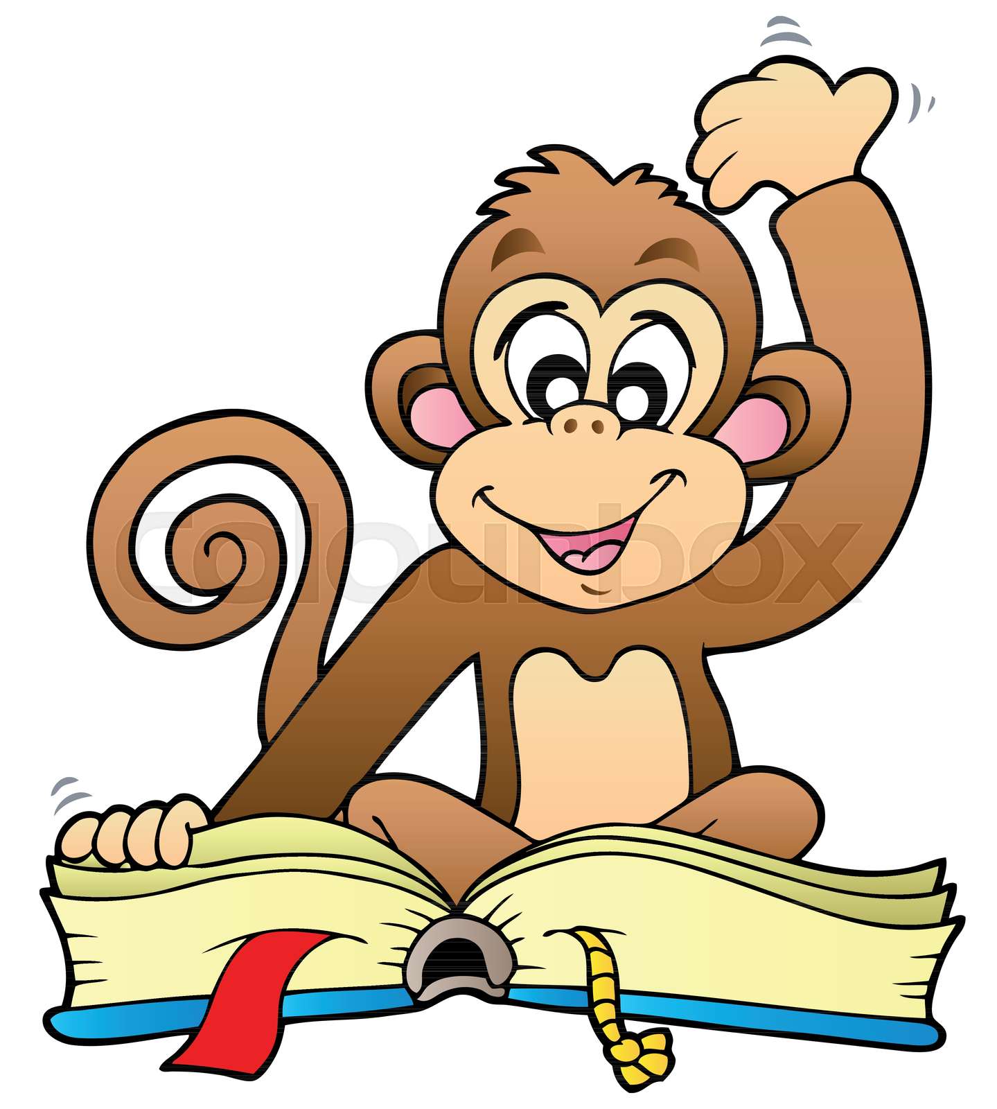 Cute monkey reading book | Stock vector | Colourbox