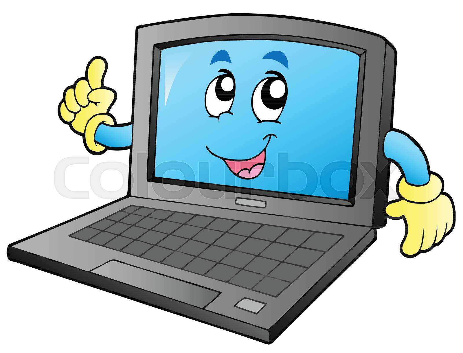 Cartoon smiling laptop | Stock vector | Colourbox