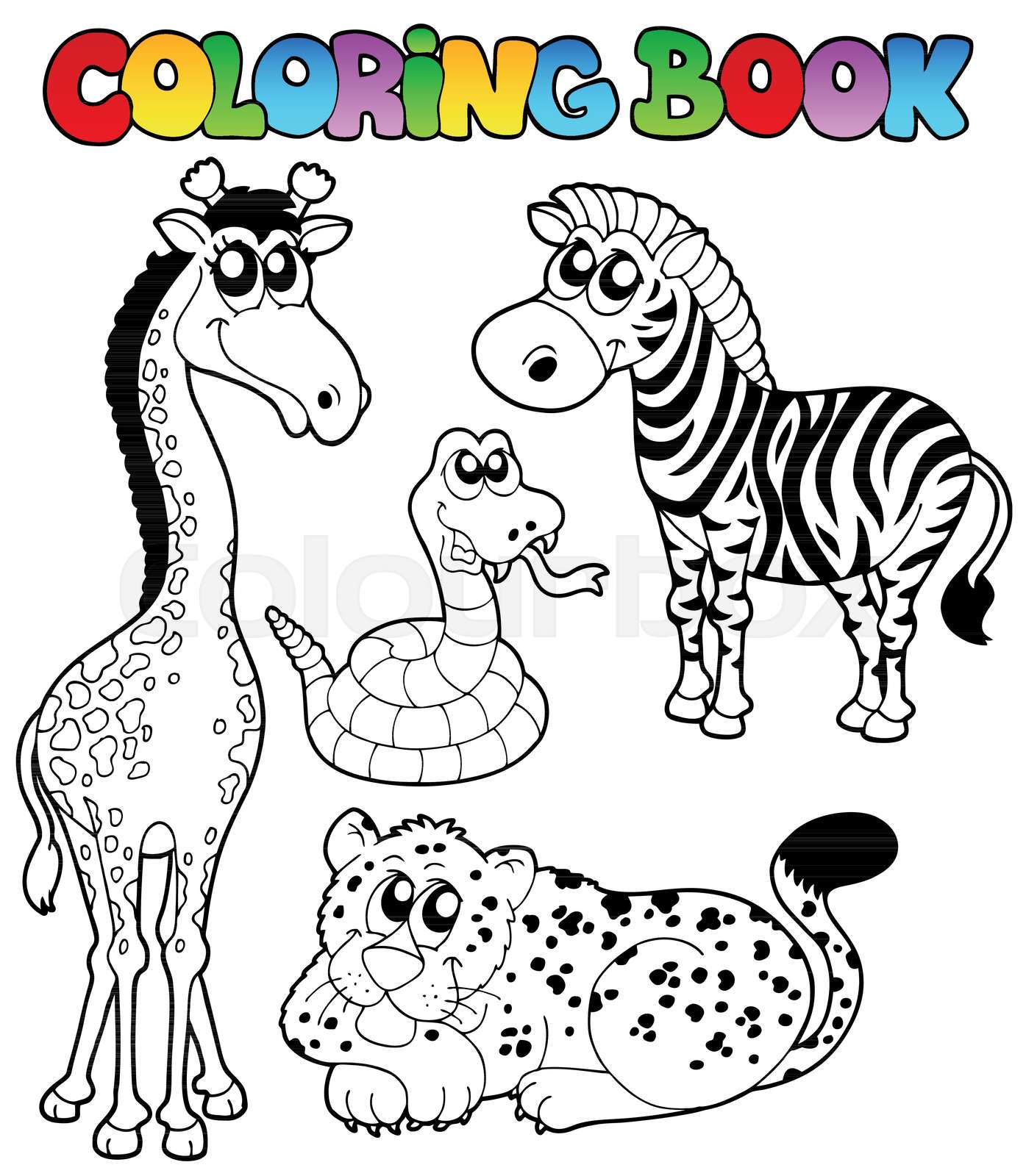 Coloring book tropical animals 1 | Stock vector | Colourbox
