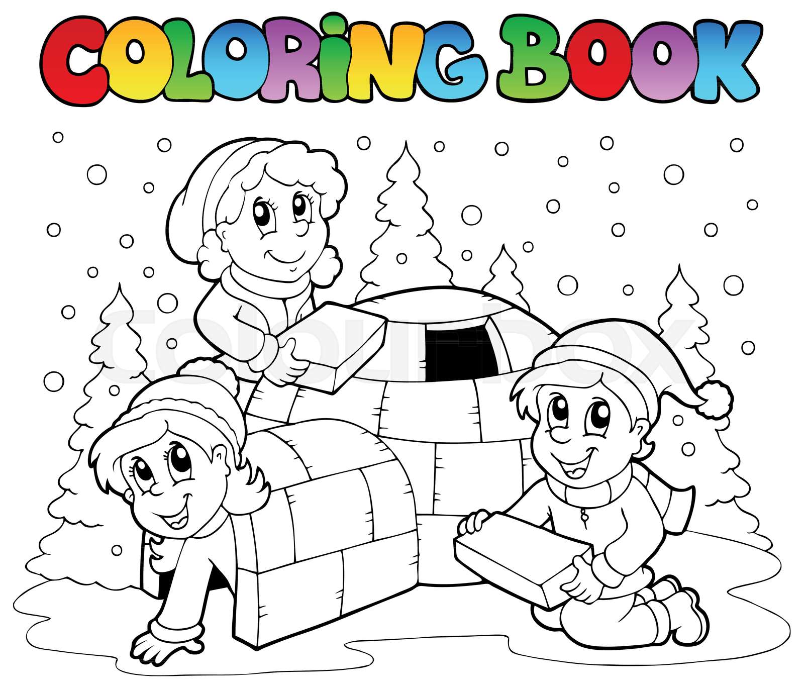 Coloring book winter scene 1 | Stock vector | Colourbox