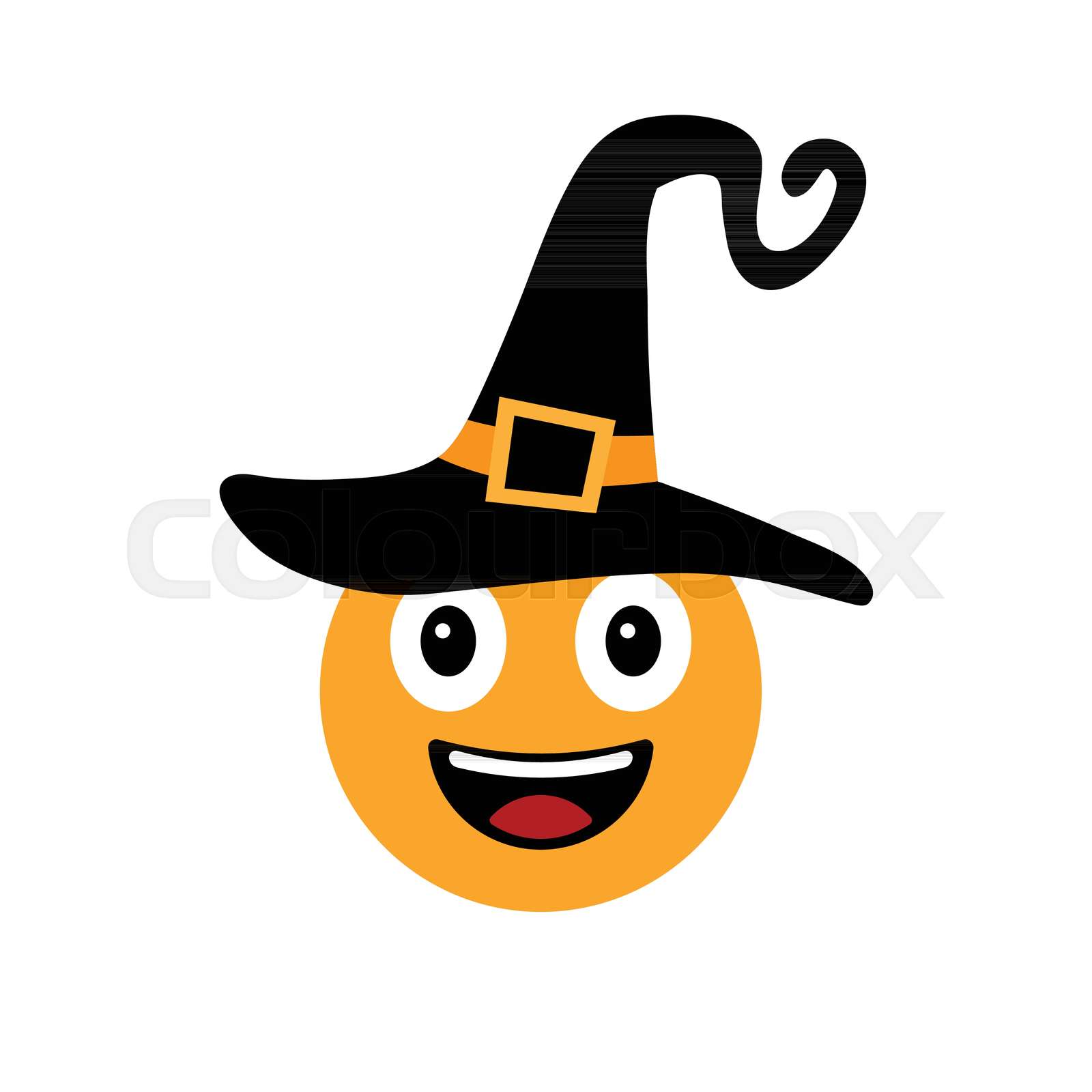 Happy Halloween Smiley in witch hat. Emotional icon | Stock vector ...