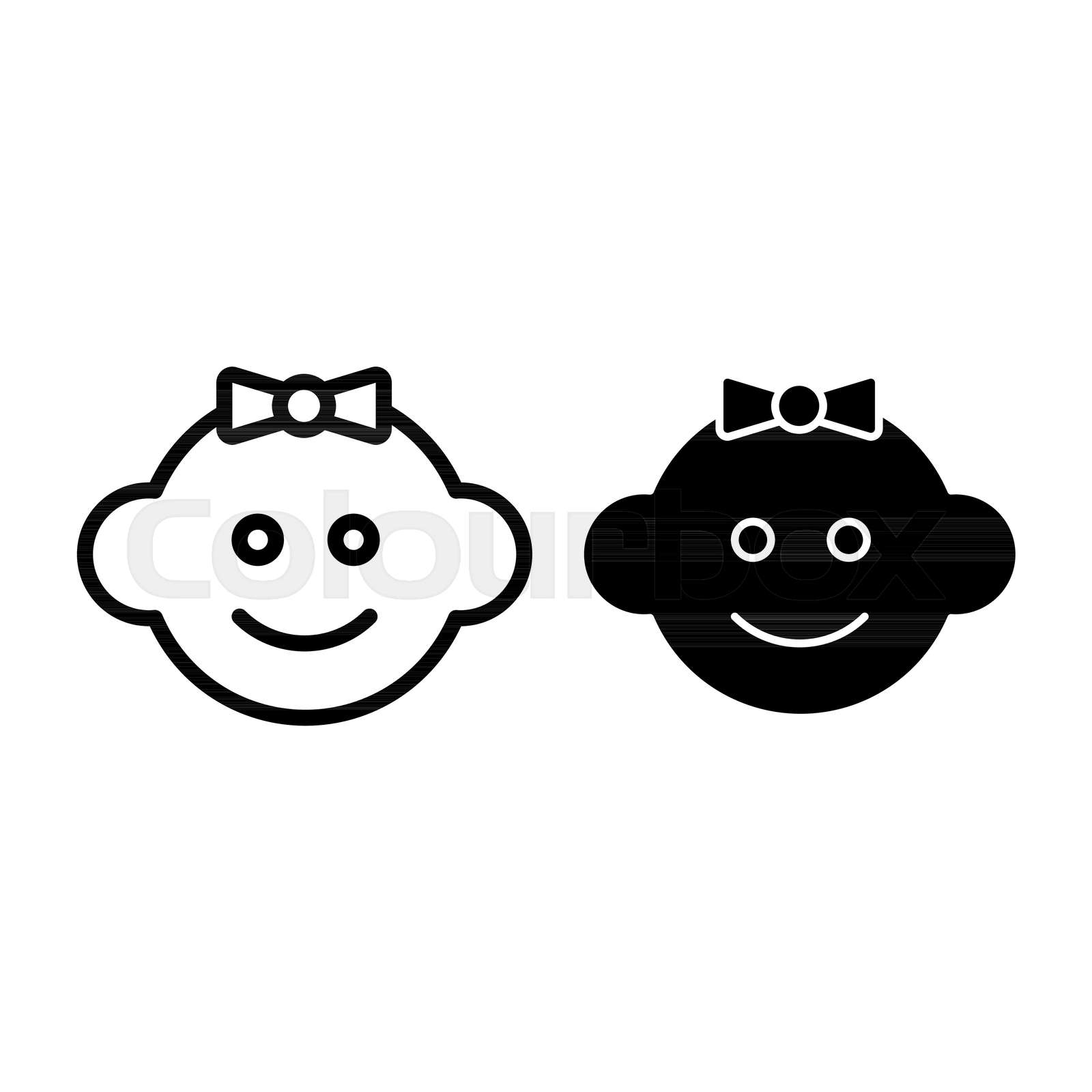 Baby face line and glyph icon. Child vector illustration isolated on ...