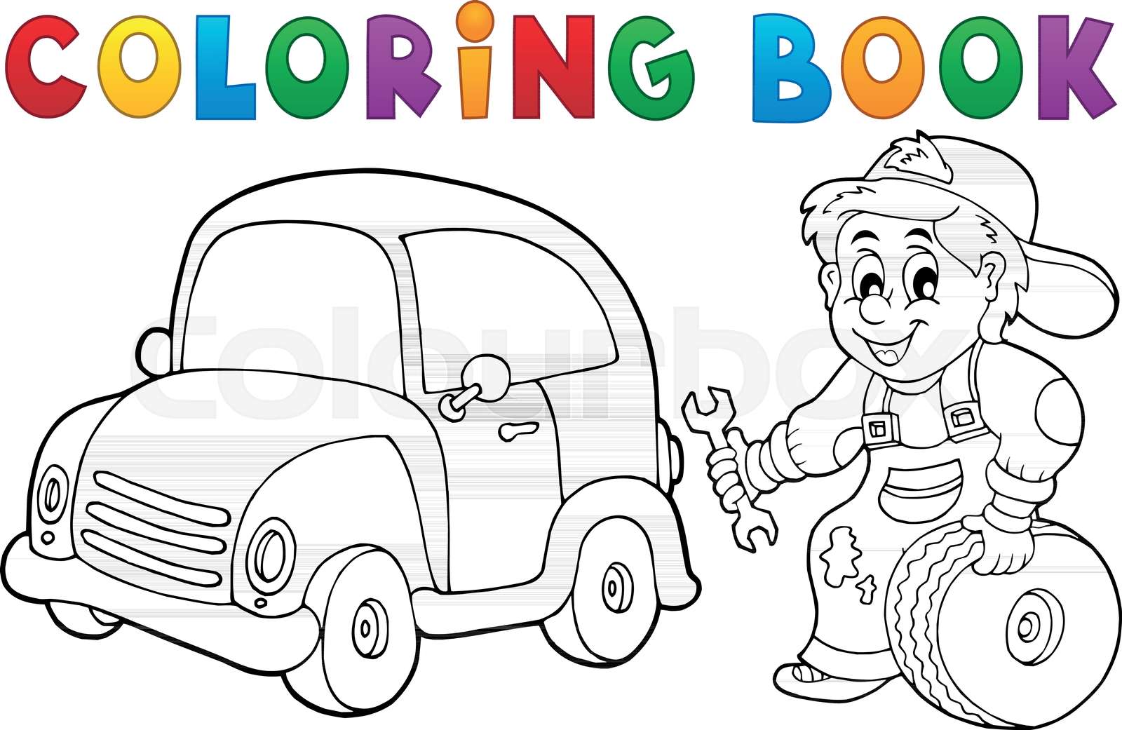 Coloring book car mechanic theme 1 | Stock vector | Colourbox