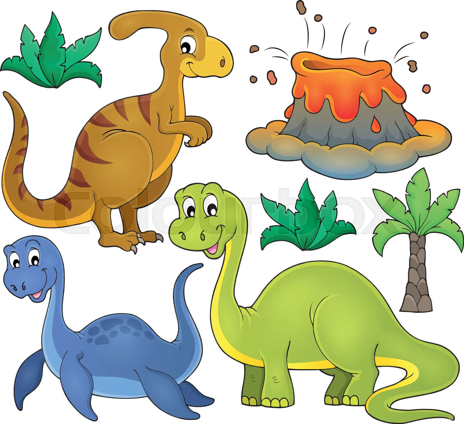 dinosaur, tegne, vulkan | Stock vektor | Colourbox