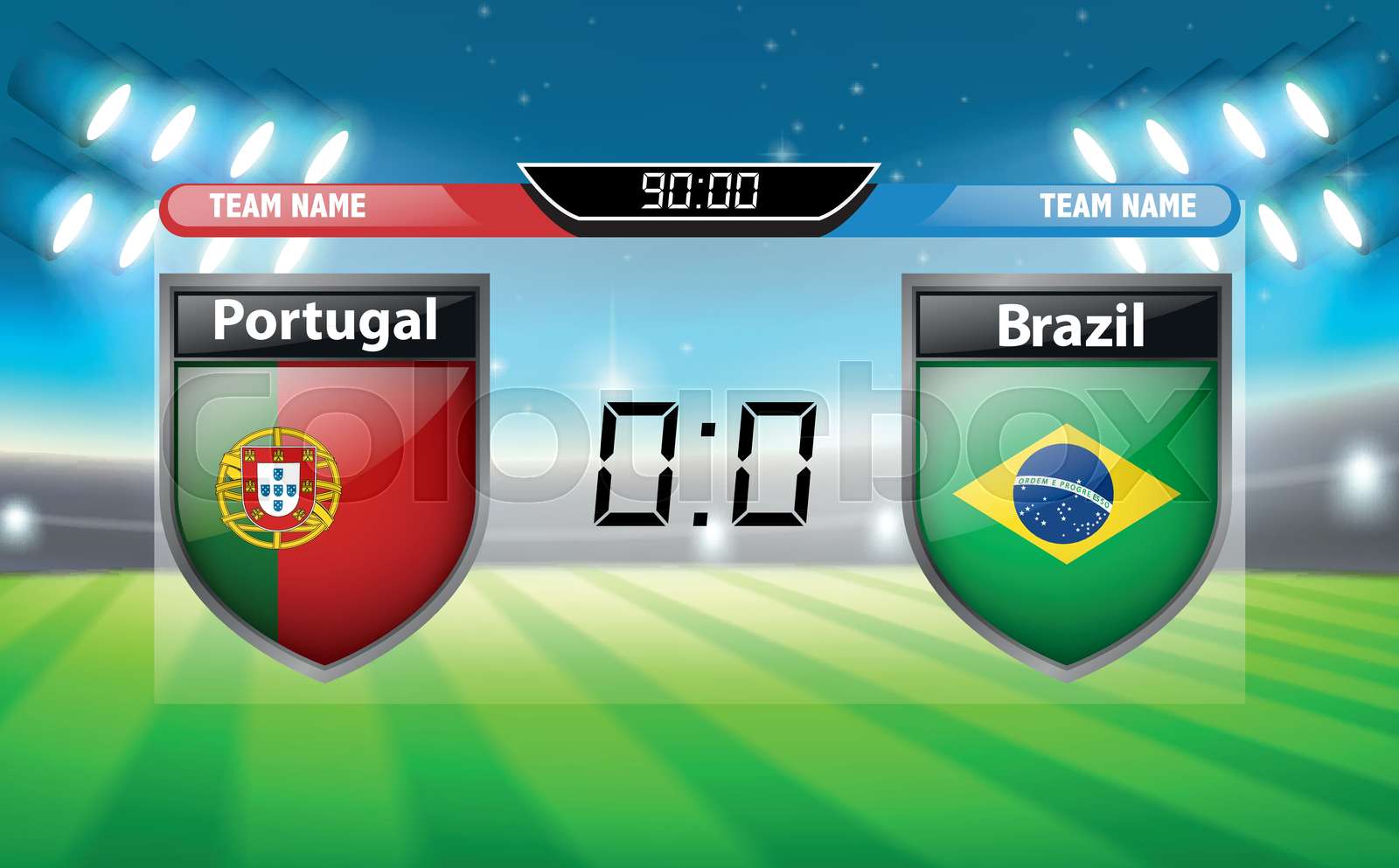 Portugal VS Brazil scoreboard | Stock vector | Colourbox