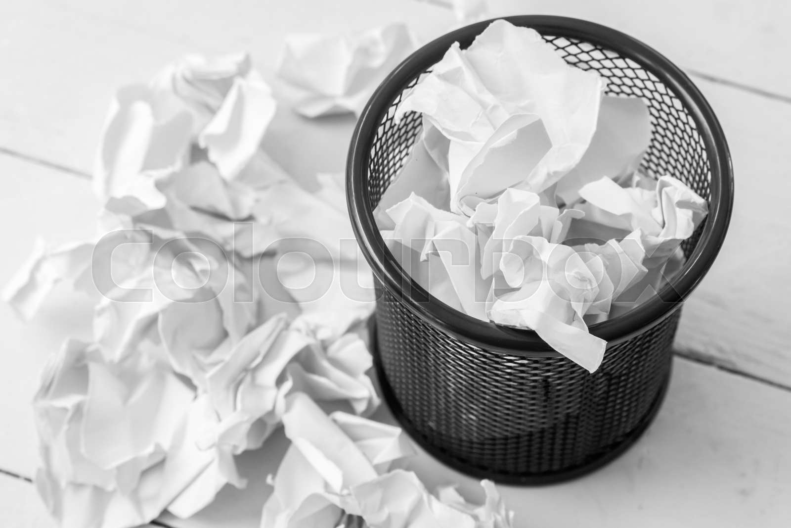 Crumpled paper in the trash can,recycle | Stock image | Colourbox