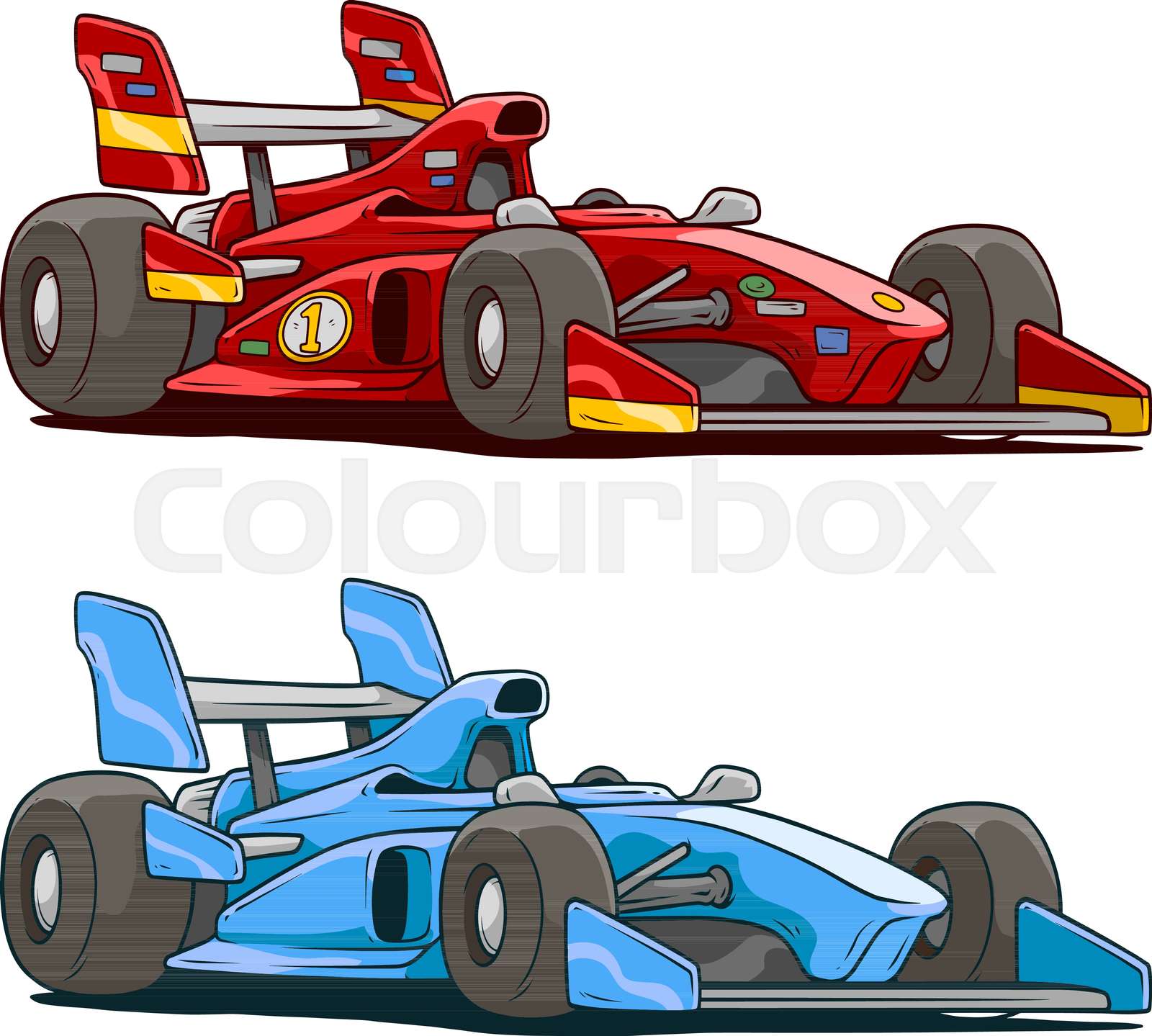 Cartoon red and blue sport racing car | Stock vector | Colourbox