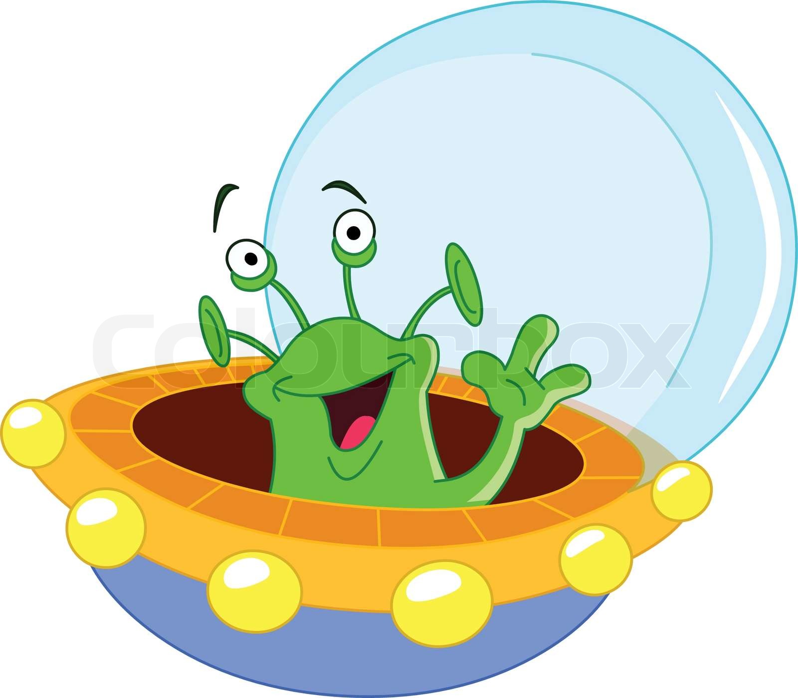 Cartoon alien waving hello | Stock vector | Colourbox