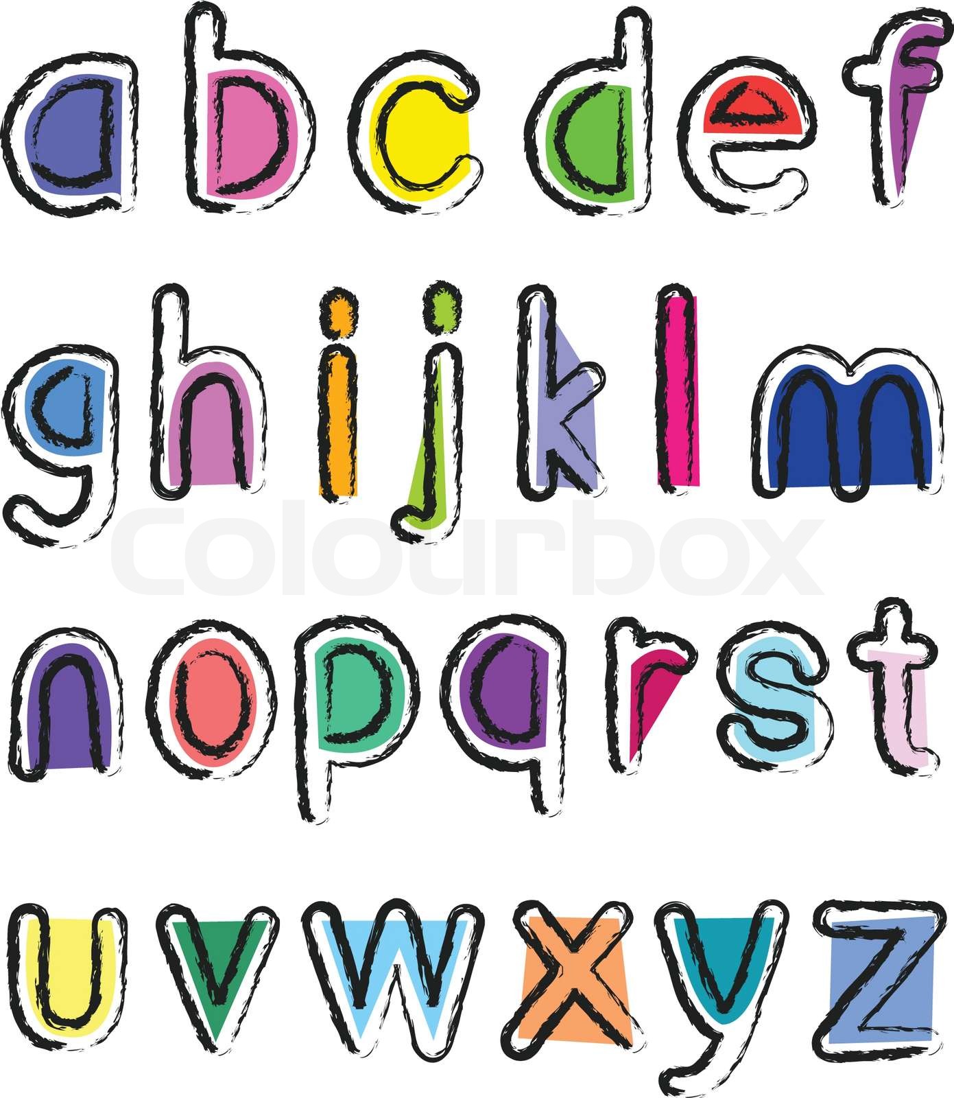 Artistic small alphabet | Stock vector | Colourbox