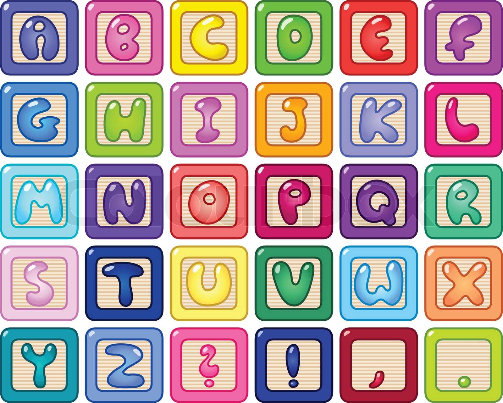 Colorful lower case alphabet blocks | Stock vector | Colourbox