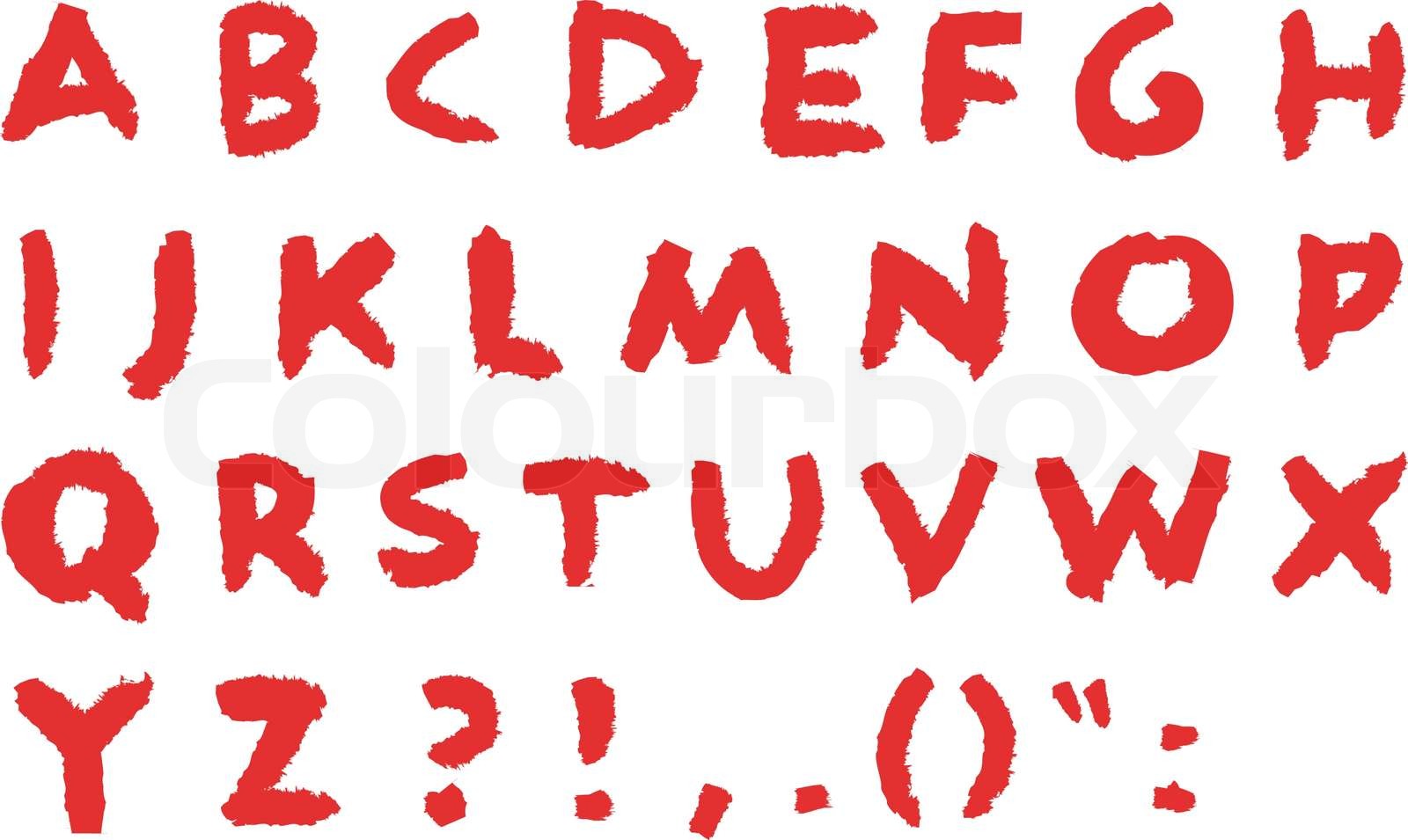 Vector hand drawn red letters | Stock vector | Colourbox