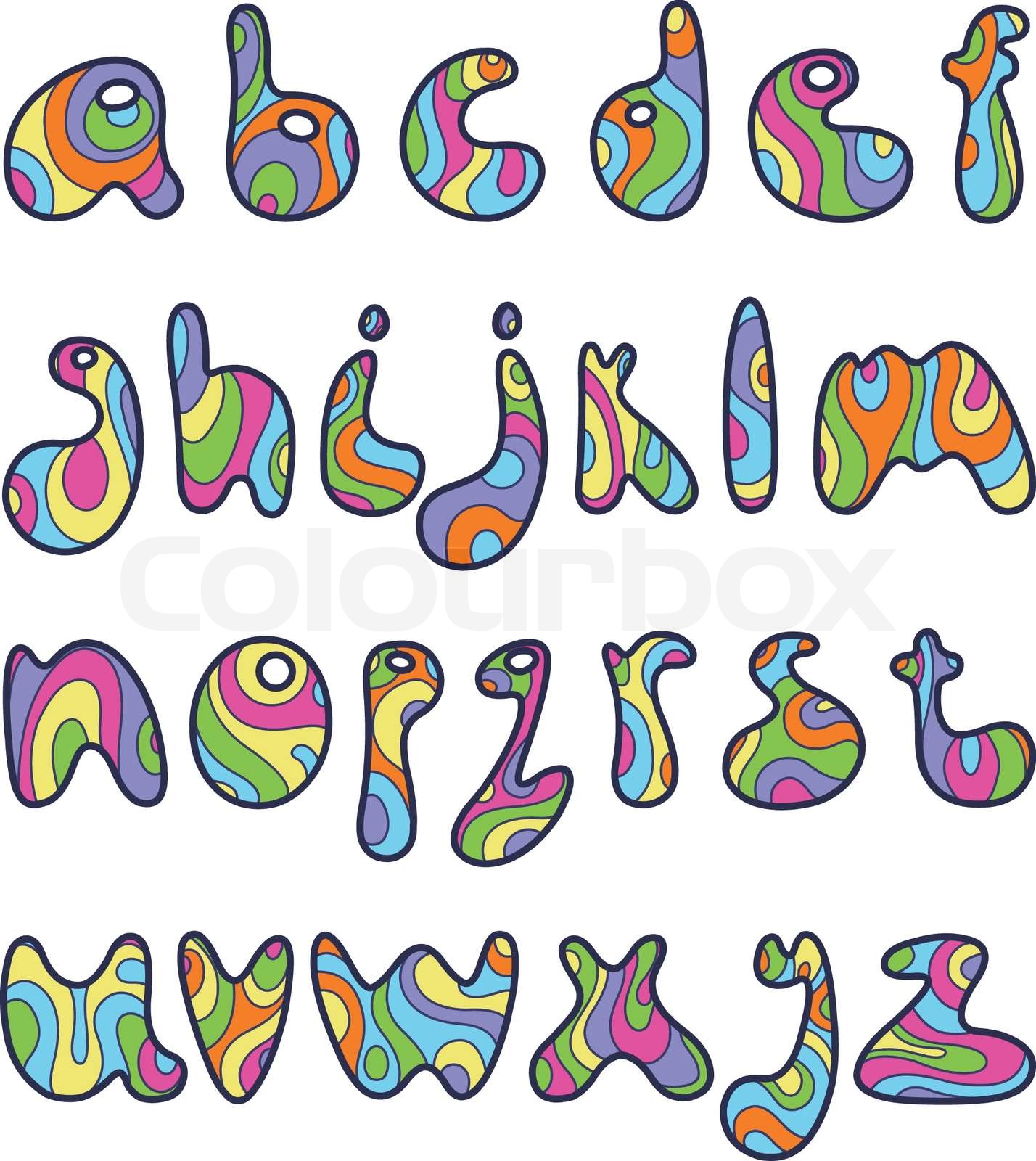 Psychedelic small letters | Stock vector | Colourbox