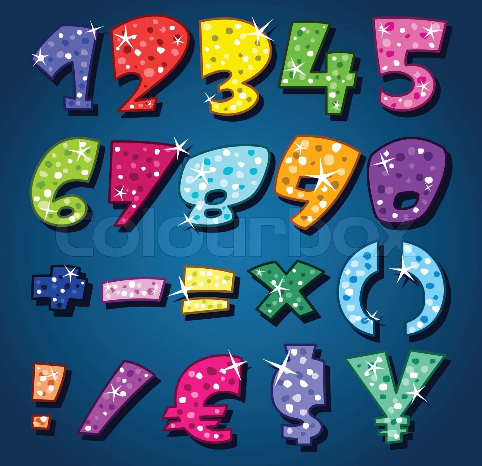 Sparkling numbers and signs | Stock vector | Colourbox