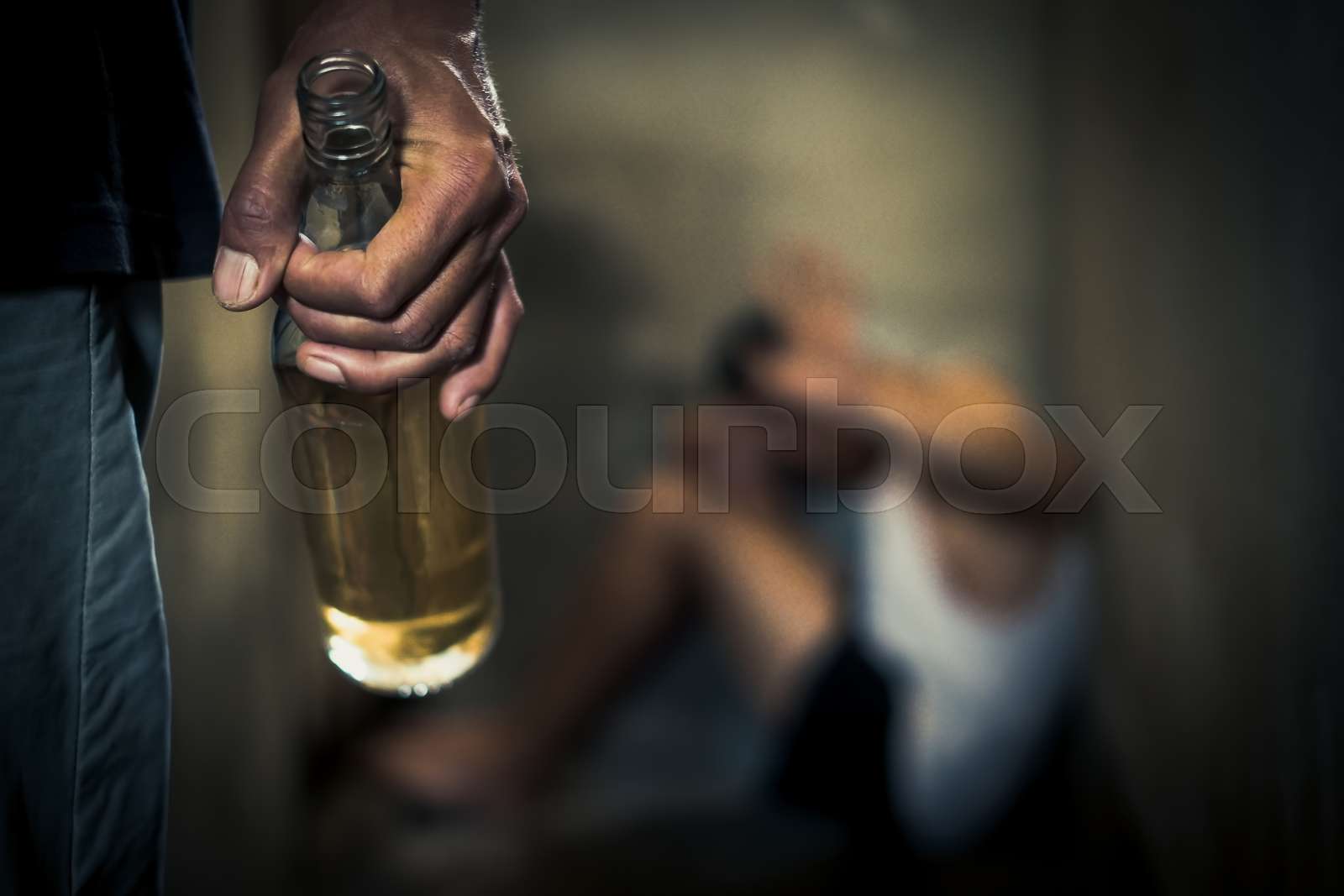 Drunk father threatening his son against wall, violence against ...