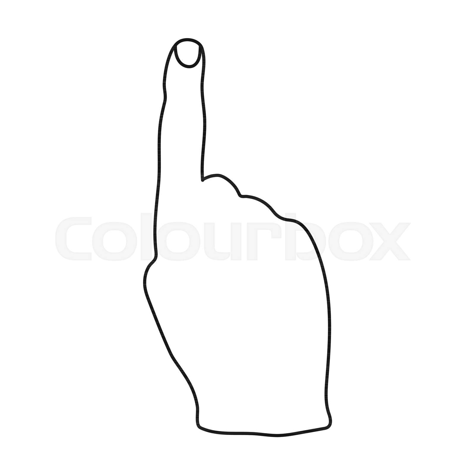 Raised index finger icon in outline style isolated on white background ...