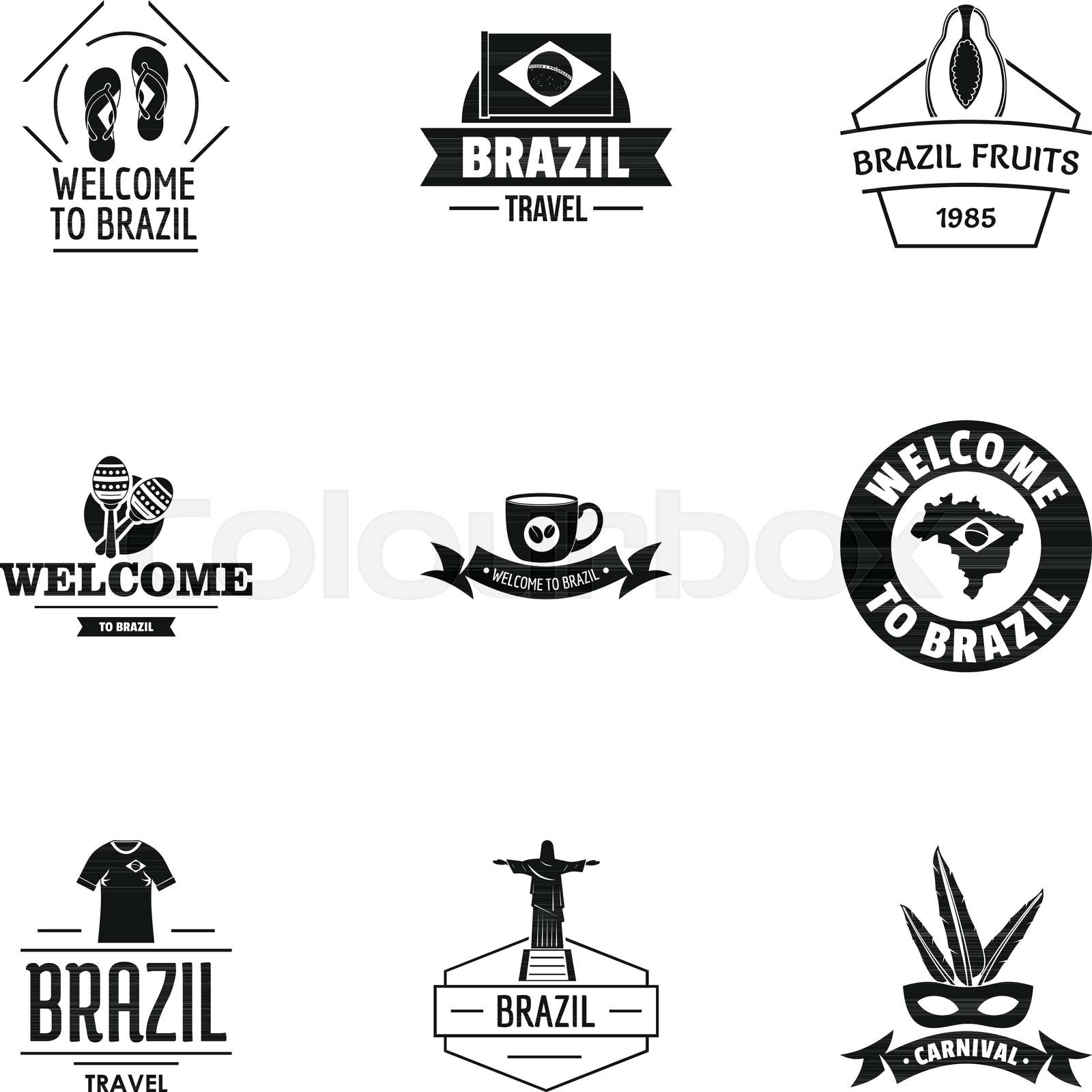 Welcome brazil logo set, simple style | Stock vector | Colourbox