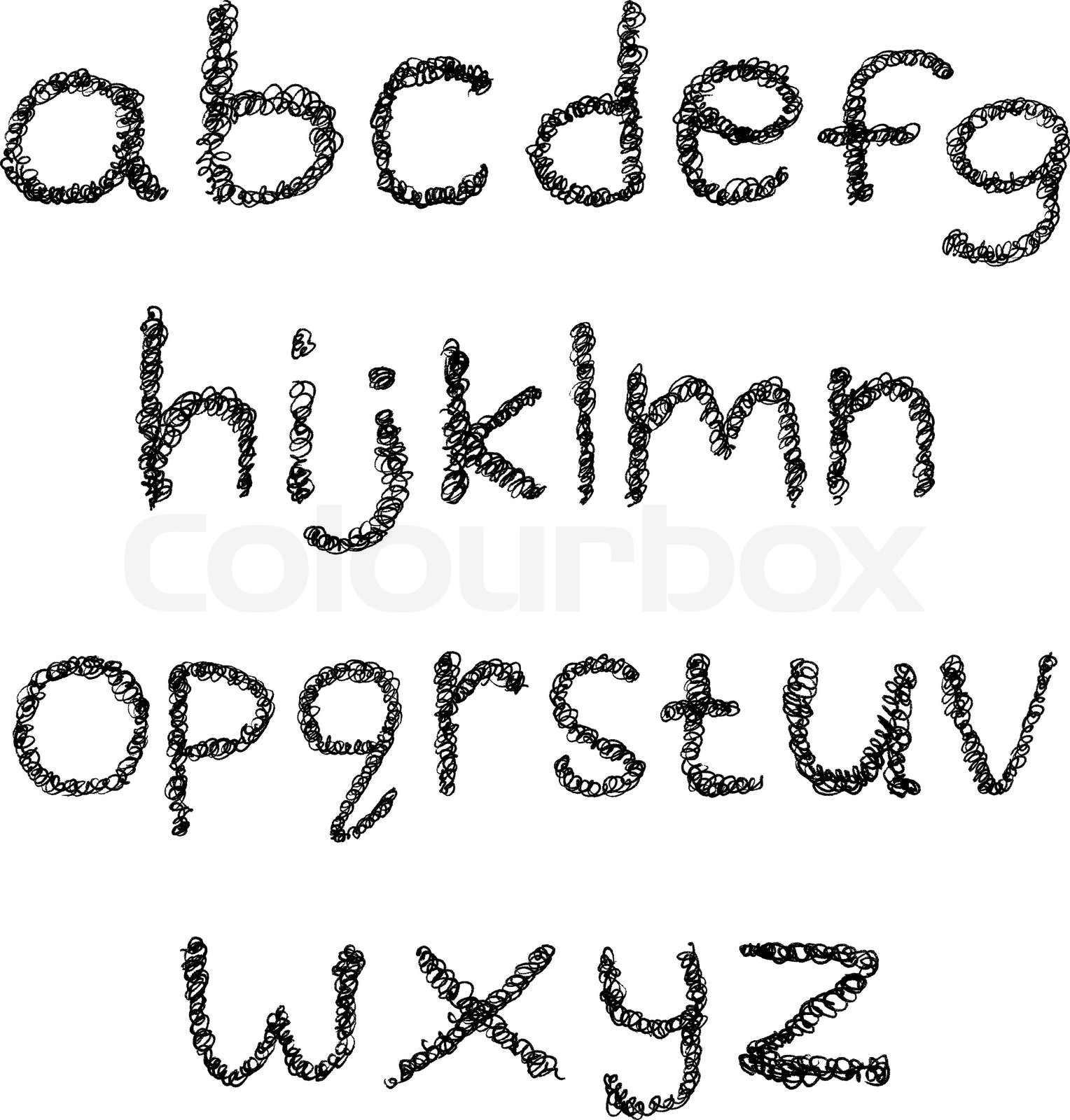 Kleinbuchstaben scribble Alphabet | Stock-Vektor | Colourbox